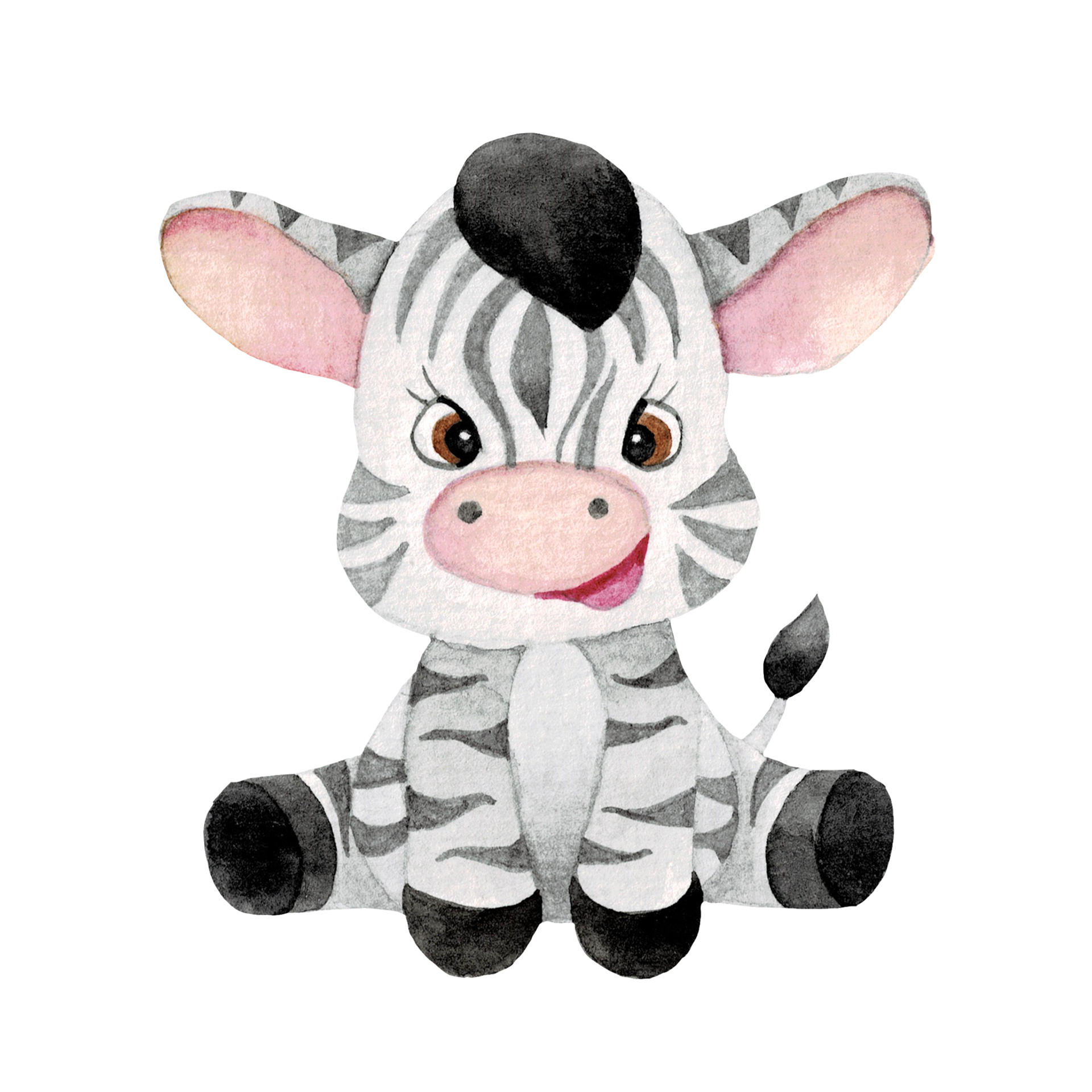 Cartoon animal watercolor illustration with zebra 25217963 PNG