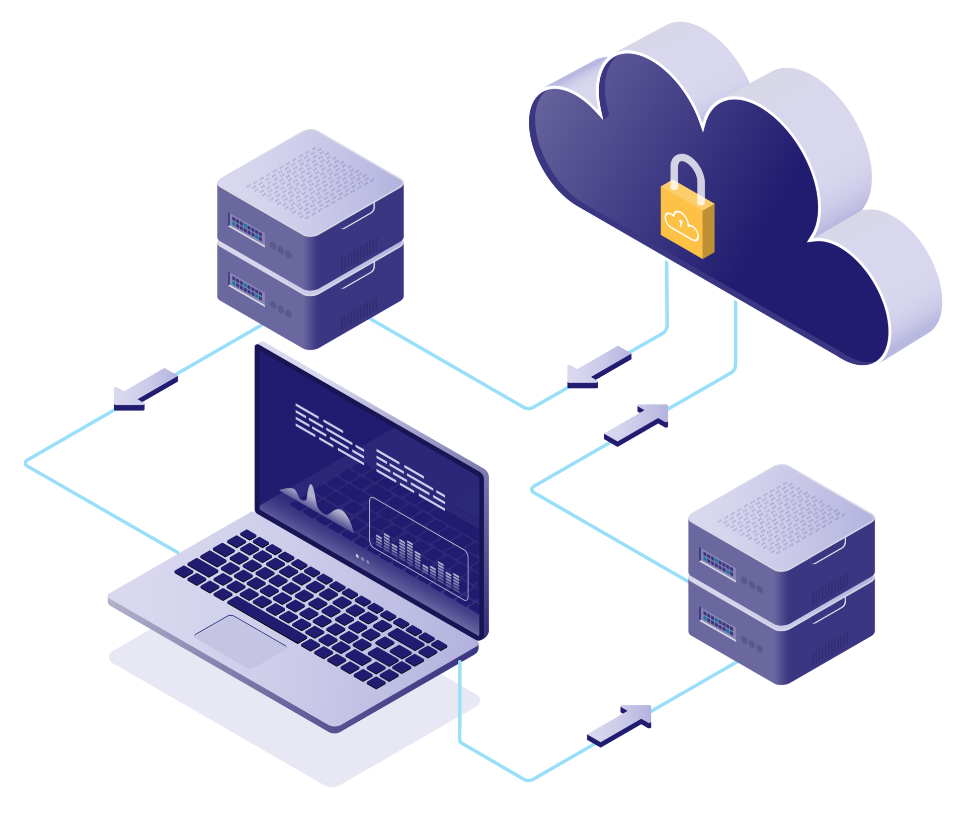 Isometric Modern Cloud Technology And Networking Big Data Flow Processing Concept 25218146 Png