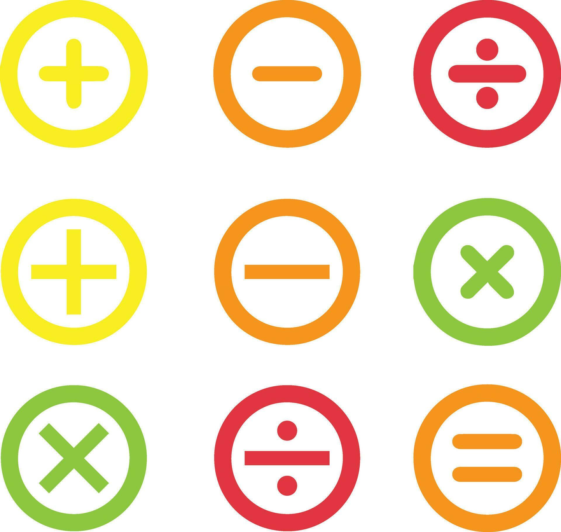 Basic mathematical symbol. Plus and minus icon set. Math symbol. equals ...