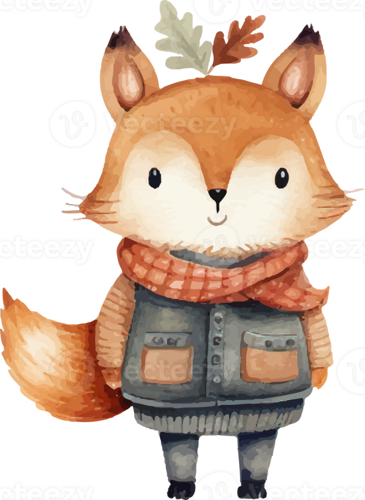 cartoon cute autumn animal woodland watercolor 25221364 PNG