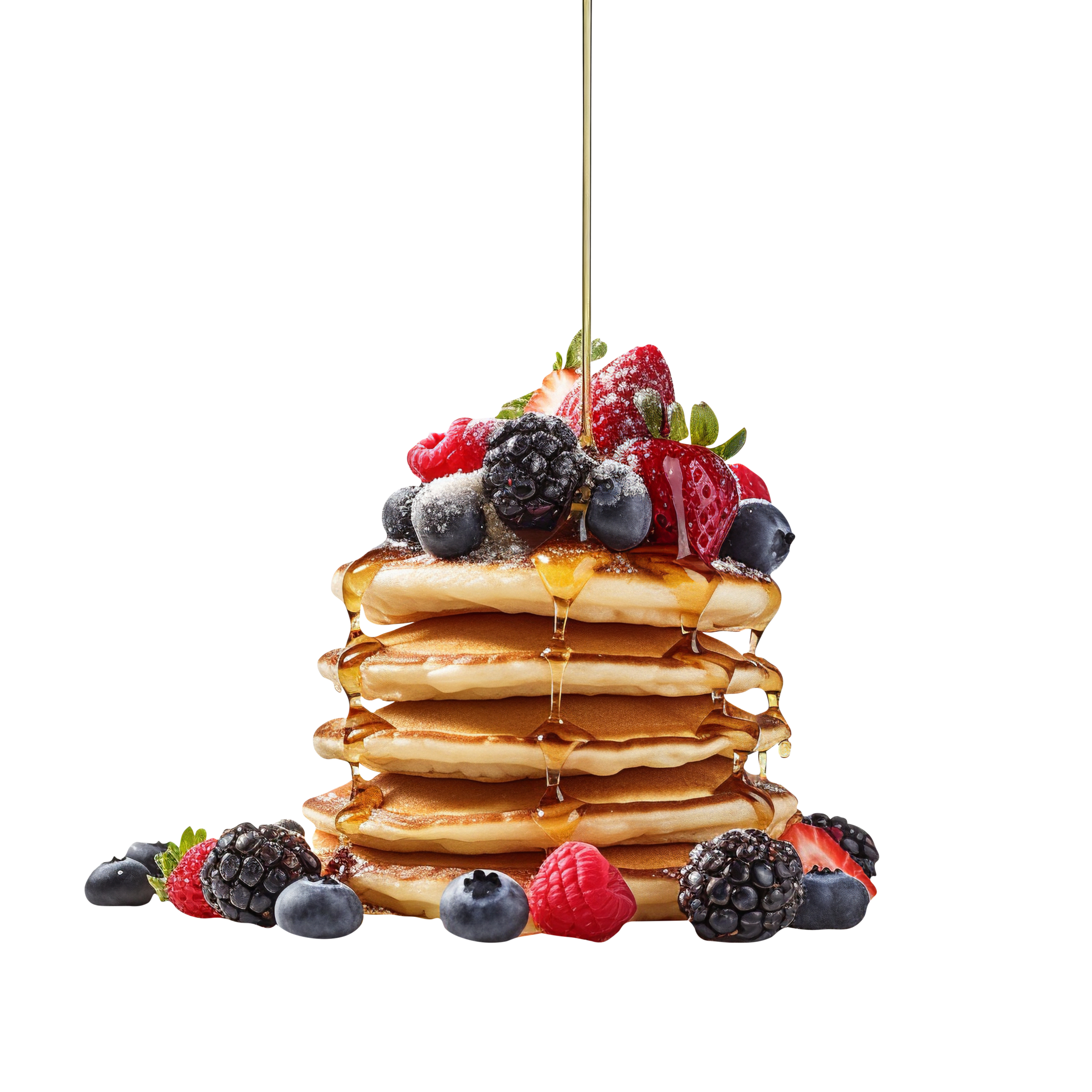 Fresh pancakes stack with berries and syrup on transparent background 25229464 PNG