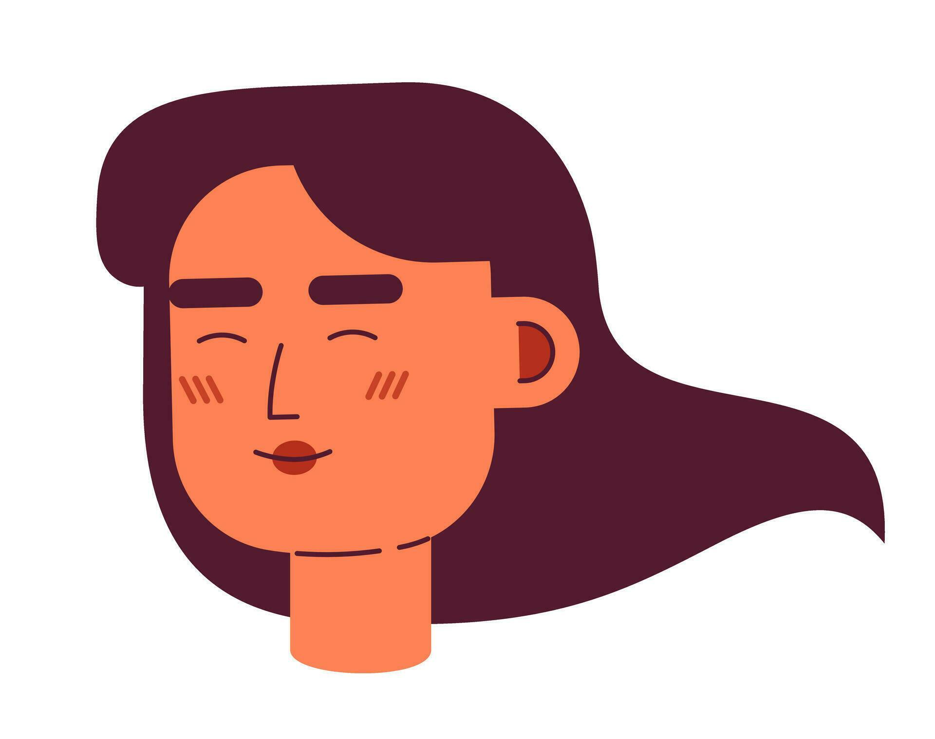 Happy Long Haired Caucasian Woman Semi Flat Vector Character Head Editable Cartoon Avatar Icon