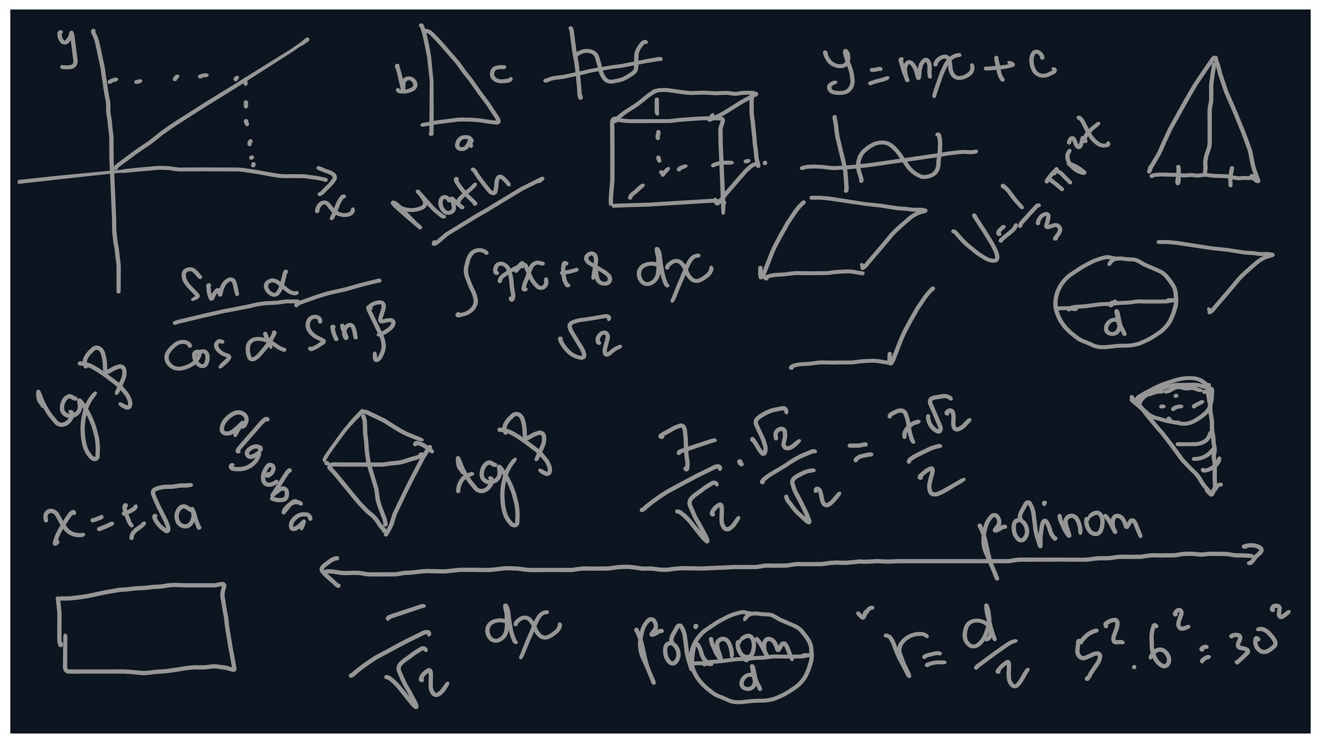 Doodle math formulas and numbers on black background. Mathematical ... Doodle math formulas and numbers on black background. Mathematical ...