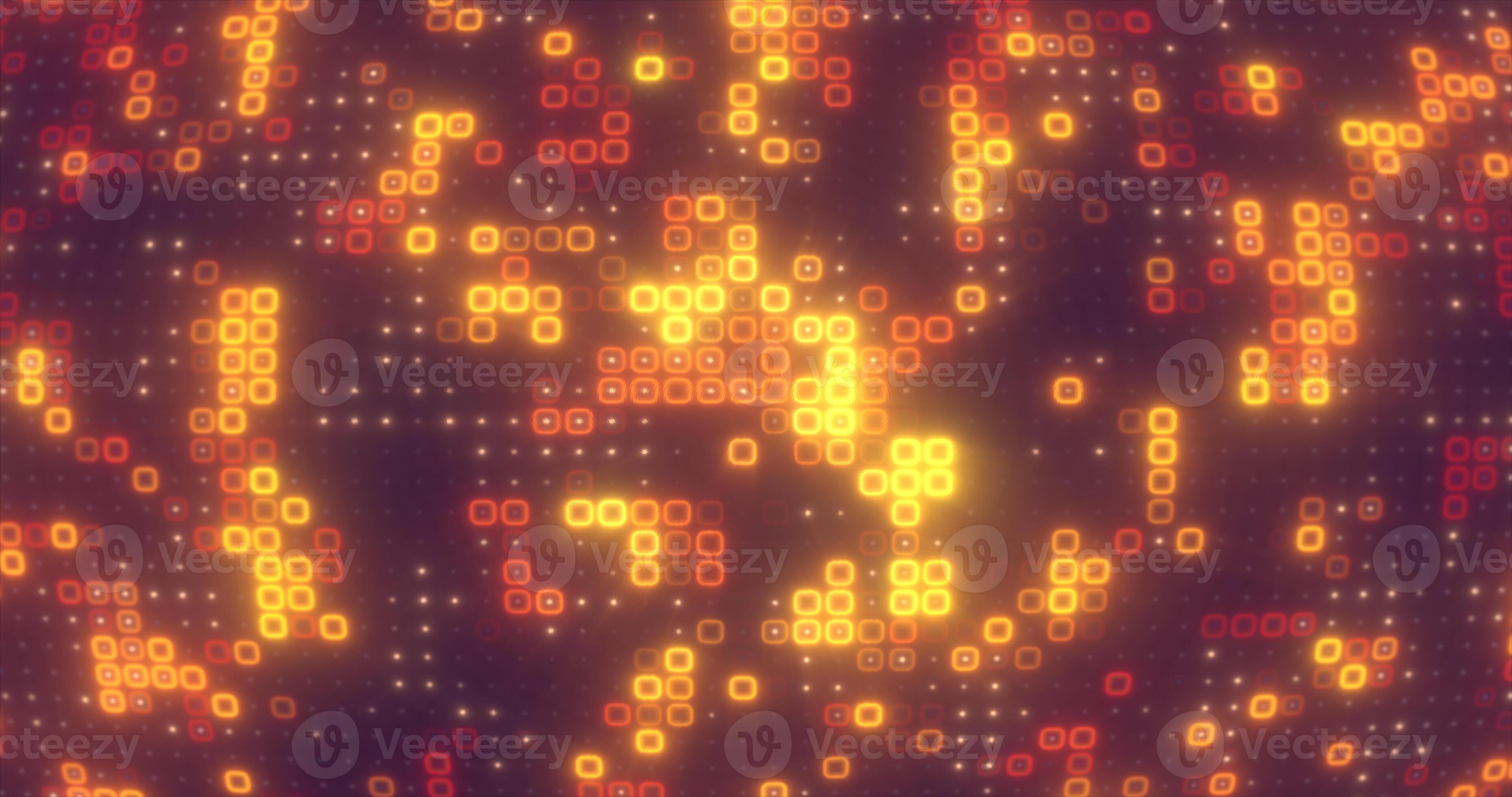Abstract yellow orange energy squares glowing digital particles futuristic hi-tech background ...