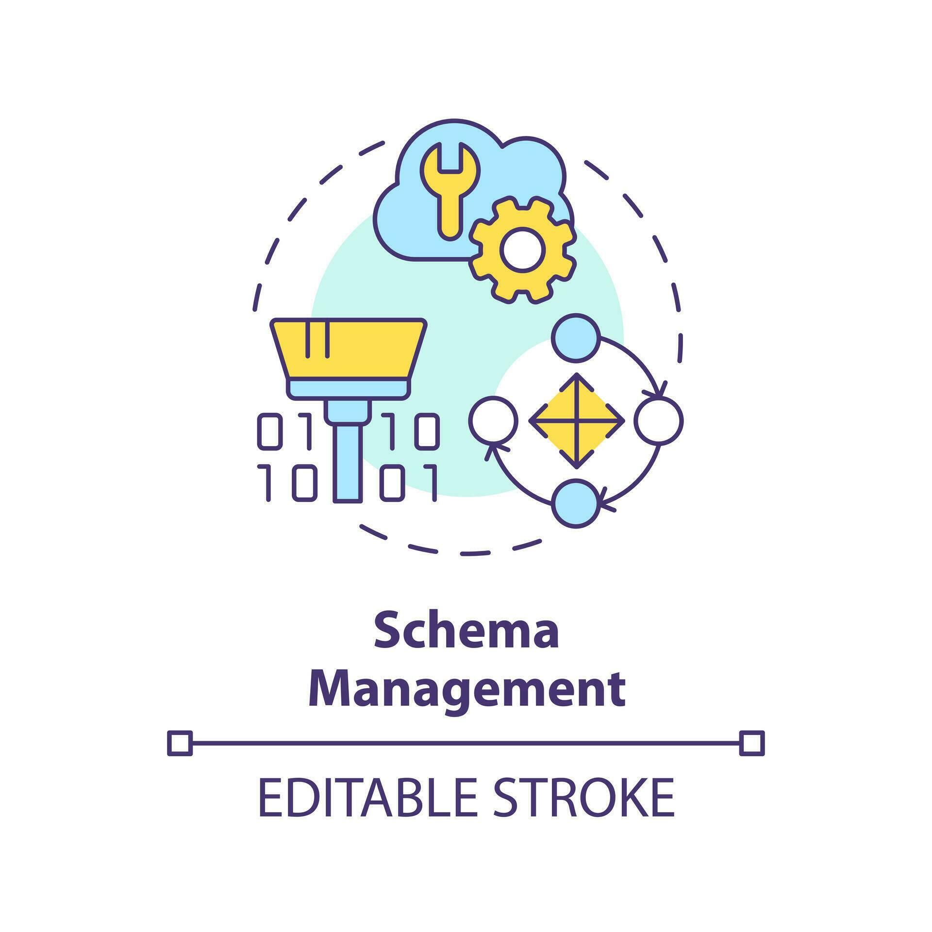 Schema management concept icon. Record new information. Data lakehouse abstract idea thin line ...
