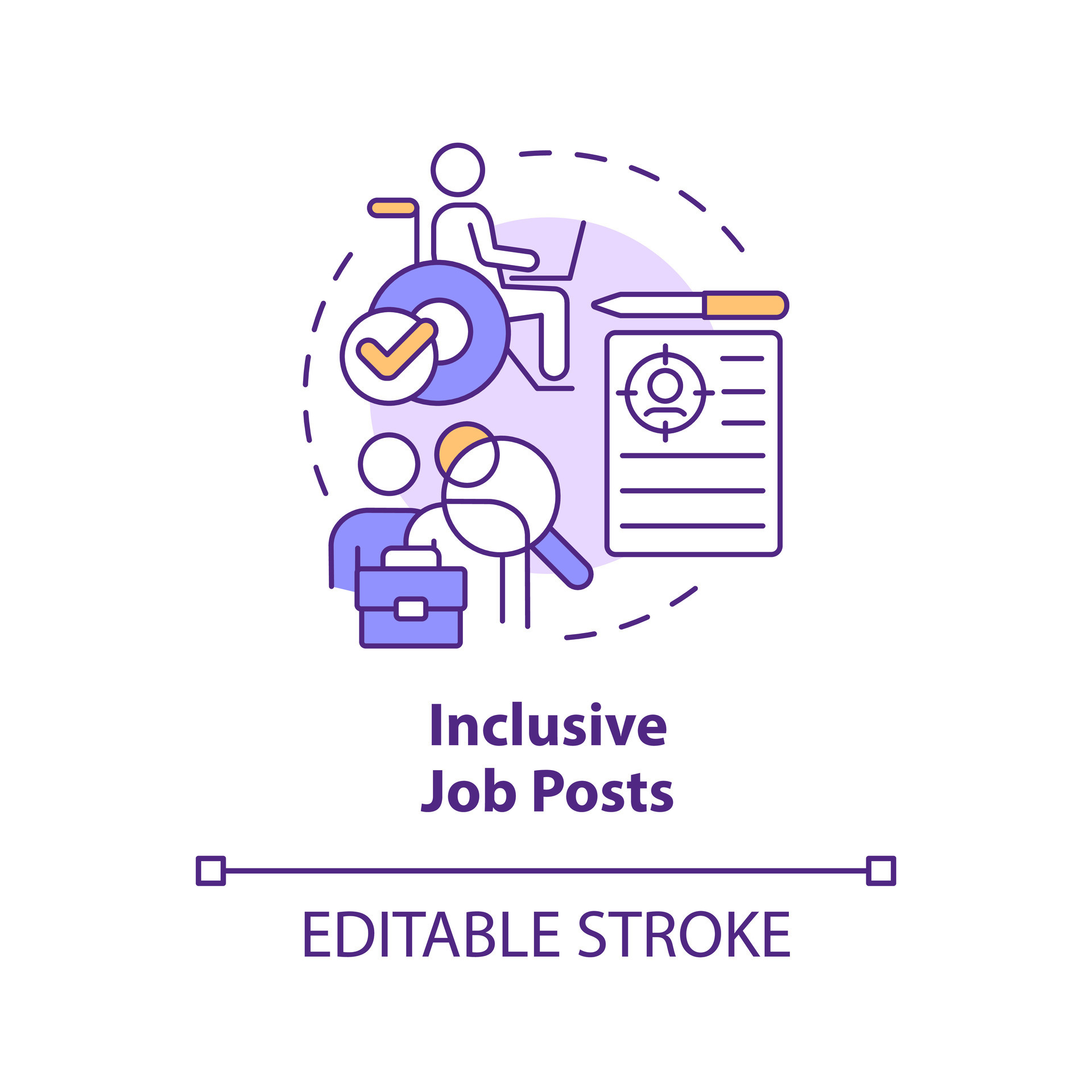 Inclusive Job Posts Concept Icon Diversifying Pipeline Of Candidate Abstract Idea Thin Line