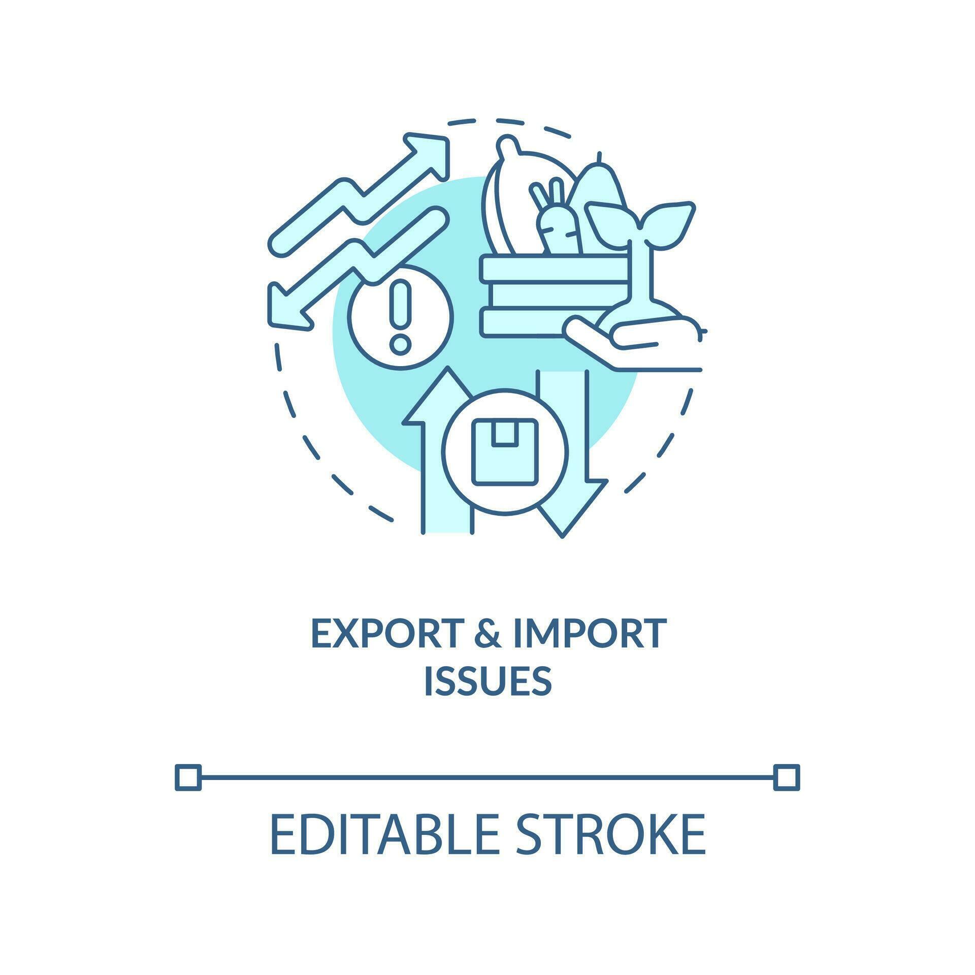 Agro Export And Import Issues Turquoise Concept Icon International