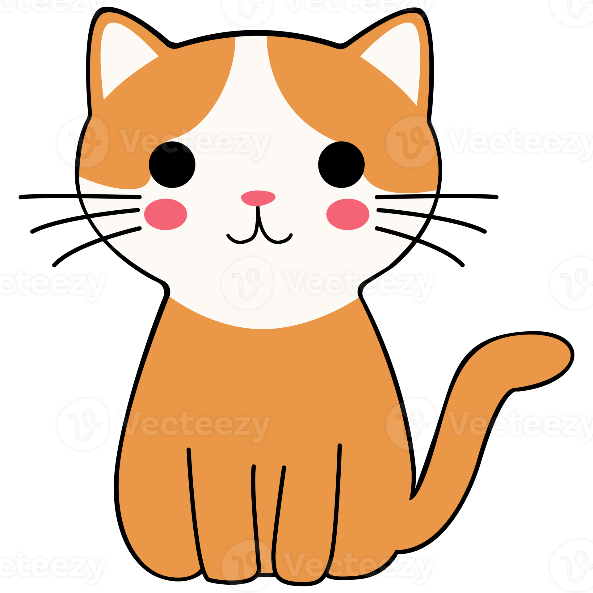 Cat clipart icon flat design on transparent background, animal isolated clipping path element ...