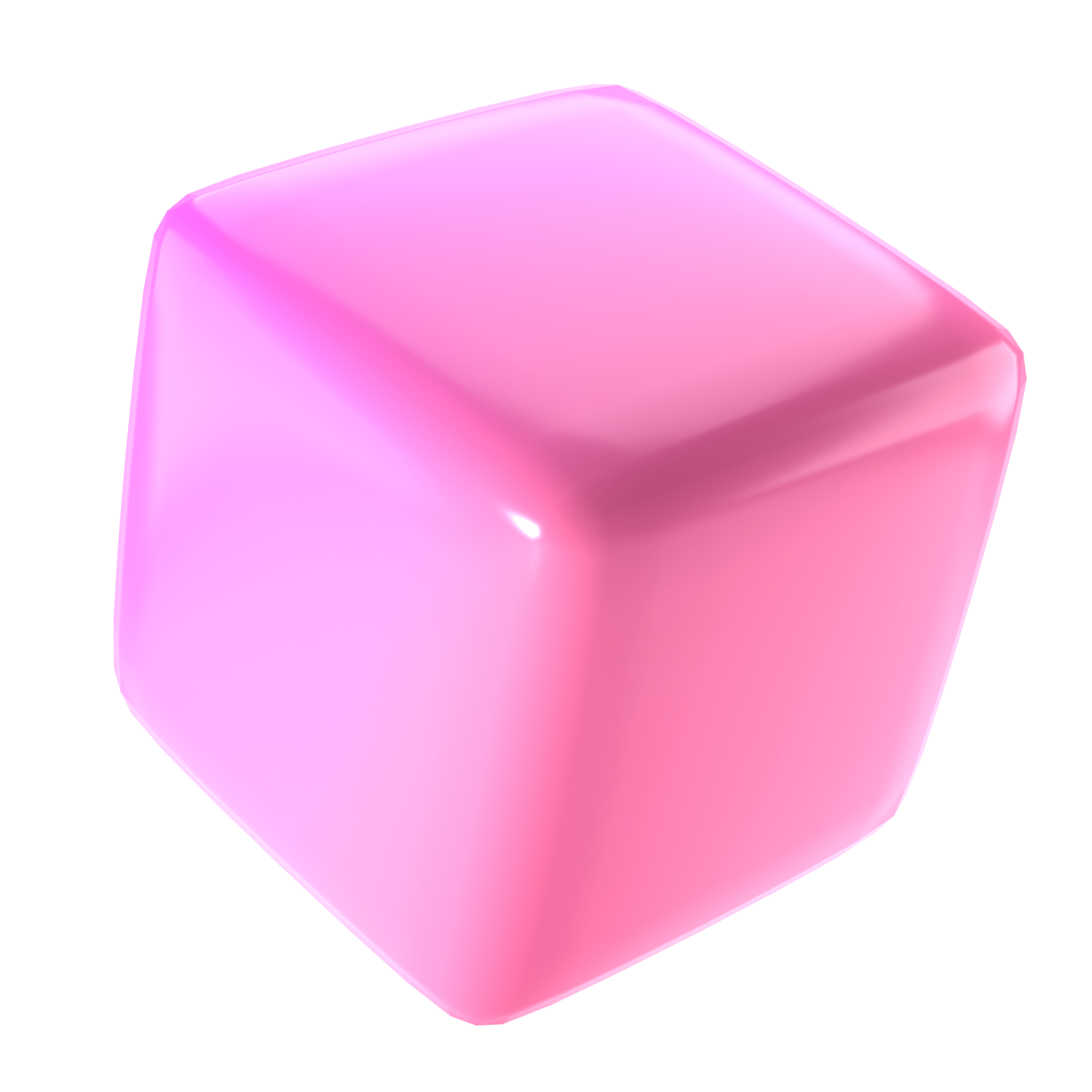 3d Block Object Metal Cube Abstract Geometric Shape Realistic Glossy Pink And Lilac Gradient