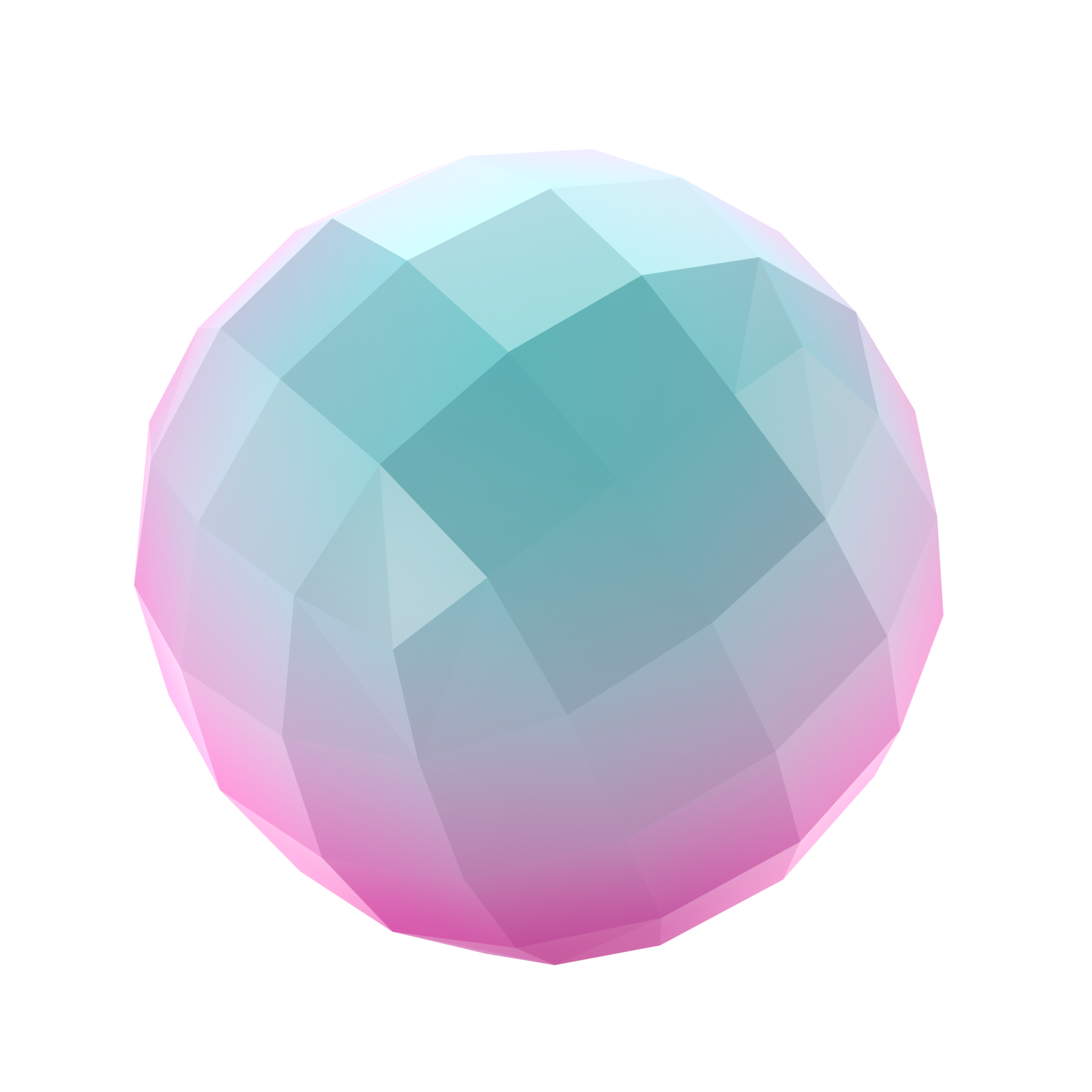 3d Element Abstract Polygon Ball Metal Geometric Shape Realistic Glossy Turquoise And Lilac