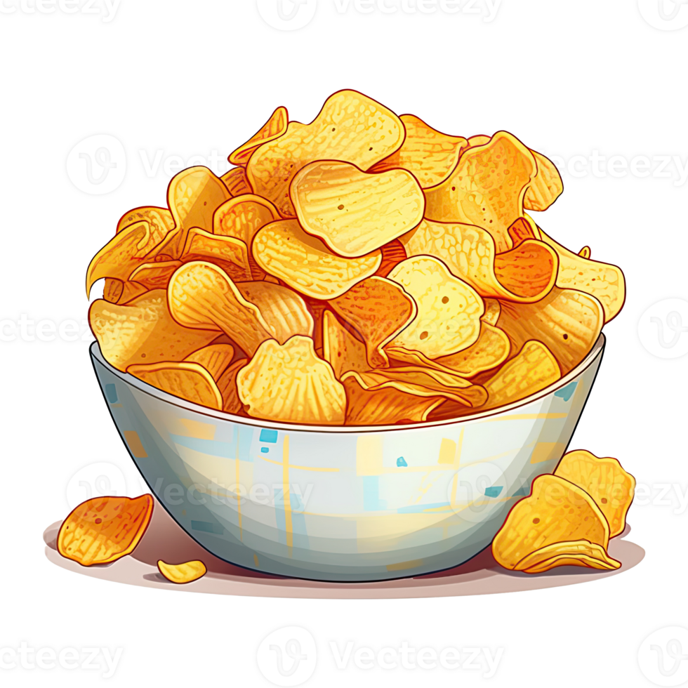 Crunchy and delicious fried potato chips clipart. Cartoon illustration ... Crunchy and delicious fried potato chips clipart. Cartoon illustration ...