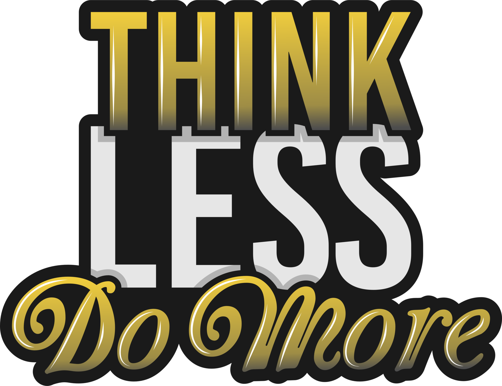 Think Less Do More, Motivational Typography Quote Design. 25251116 PNG