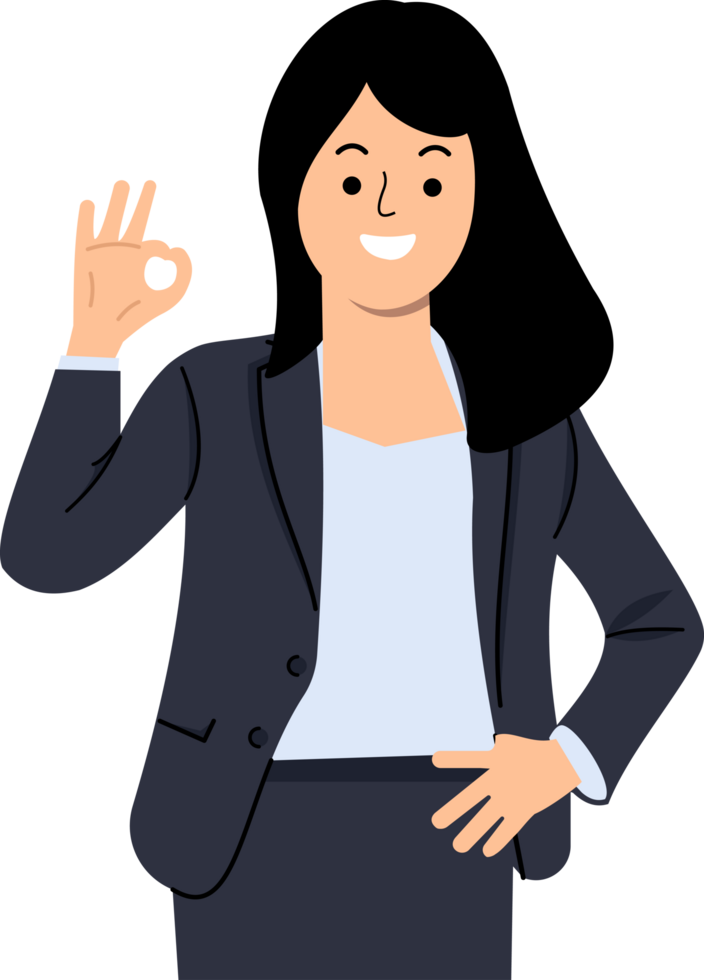 Business Woman Showing Ok Gesture Sign 25251949 Png