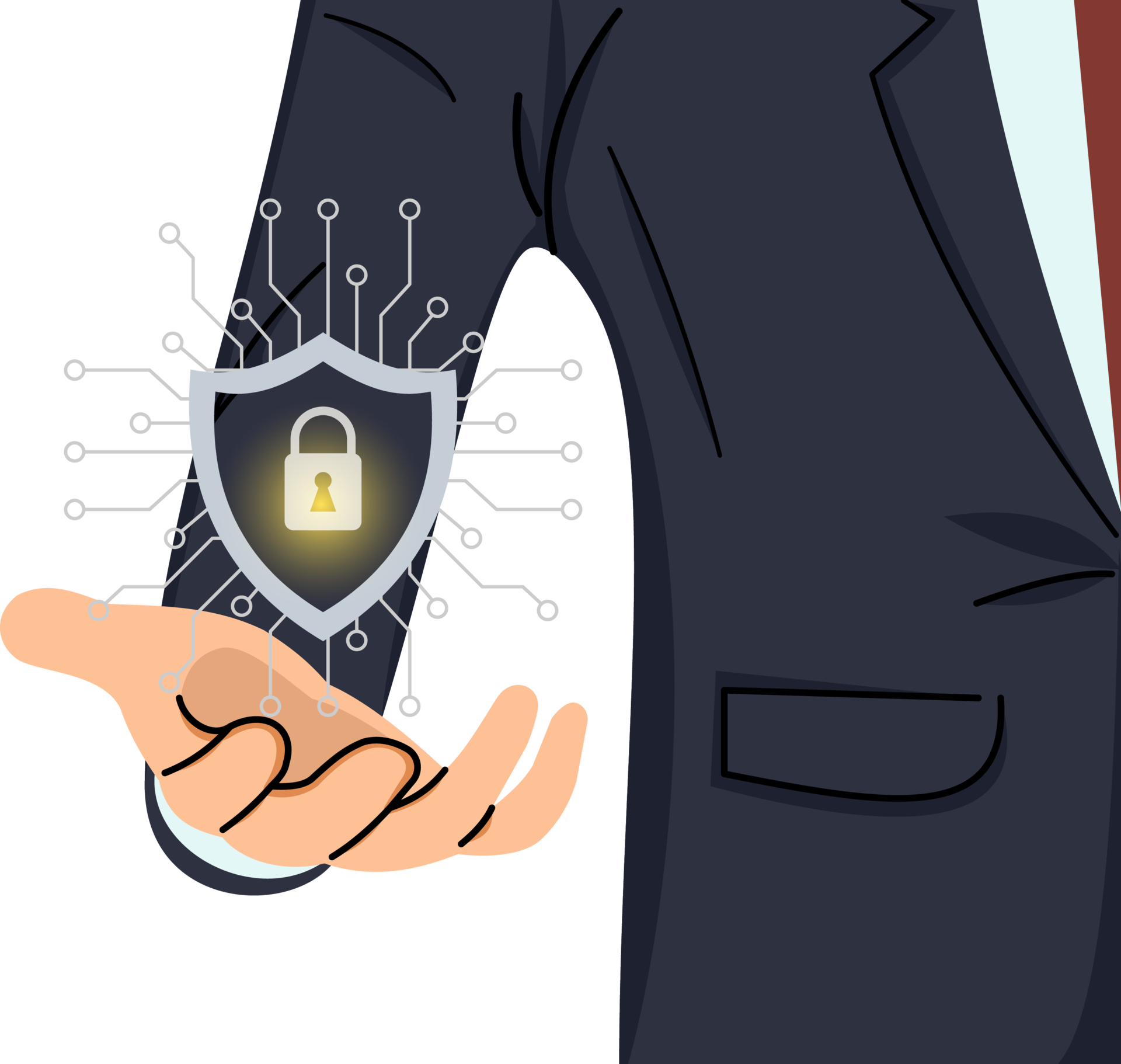 Cyber Security And Network Data Protection Businessman Holding