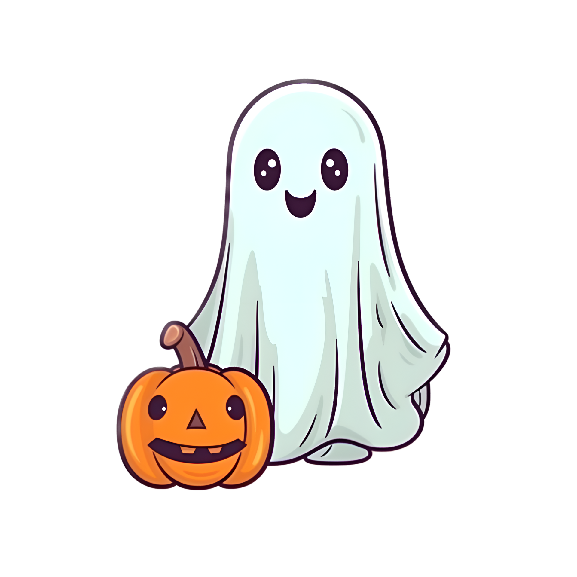 Halloween Cute Ghost Jackolantern Clipart Ai Generated 25252133 Png