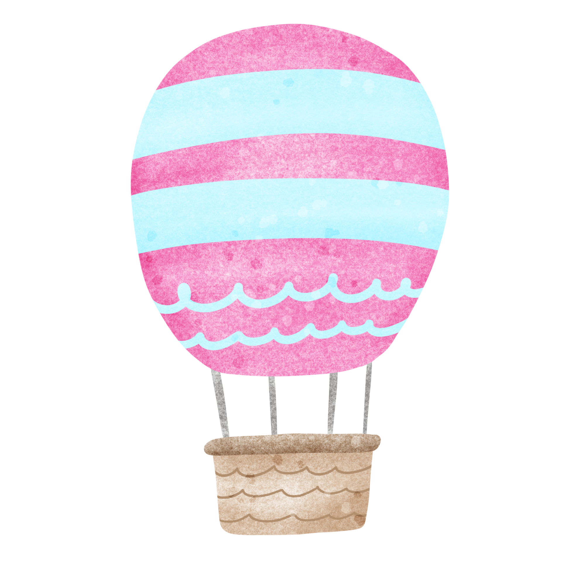 Watercolor pink and blue hot air balloon 25253697 PNG