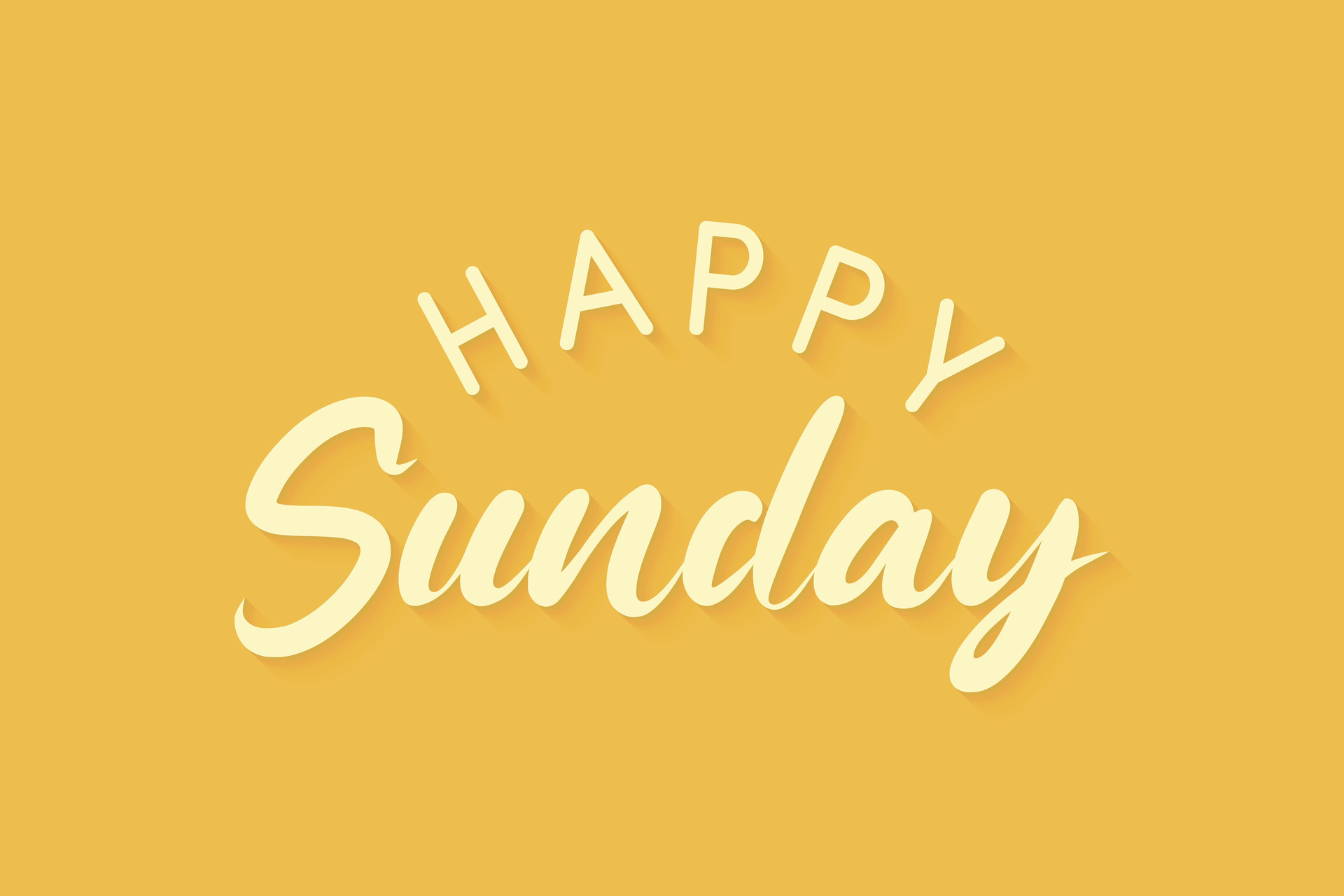 Happy Sunday greeting text isolated on bright yellow background. vector ...