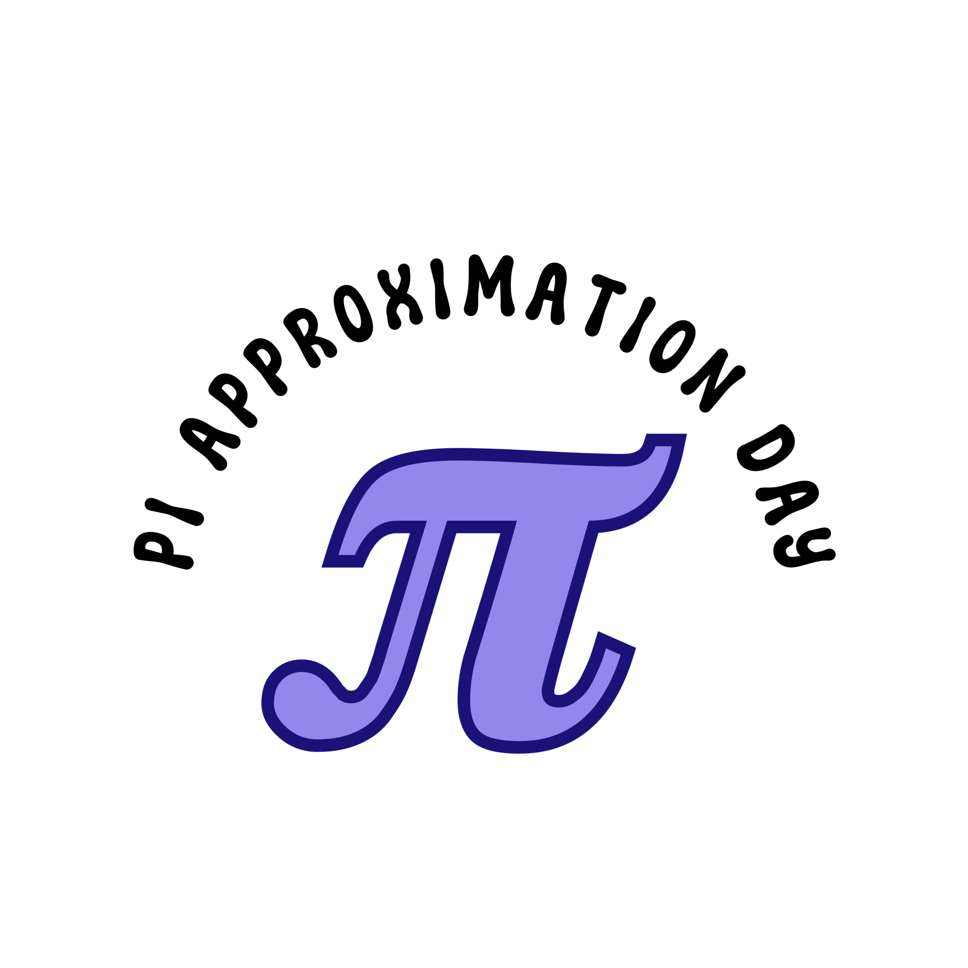 Pi approximation Day text calligraphy, pi approximation Day typography ...