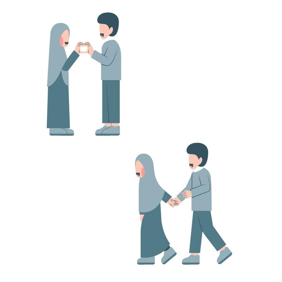 Set Of Romantic Muslim Couple 25254849 Vector Art at Vecteezy