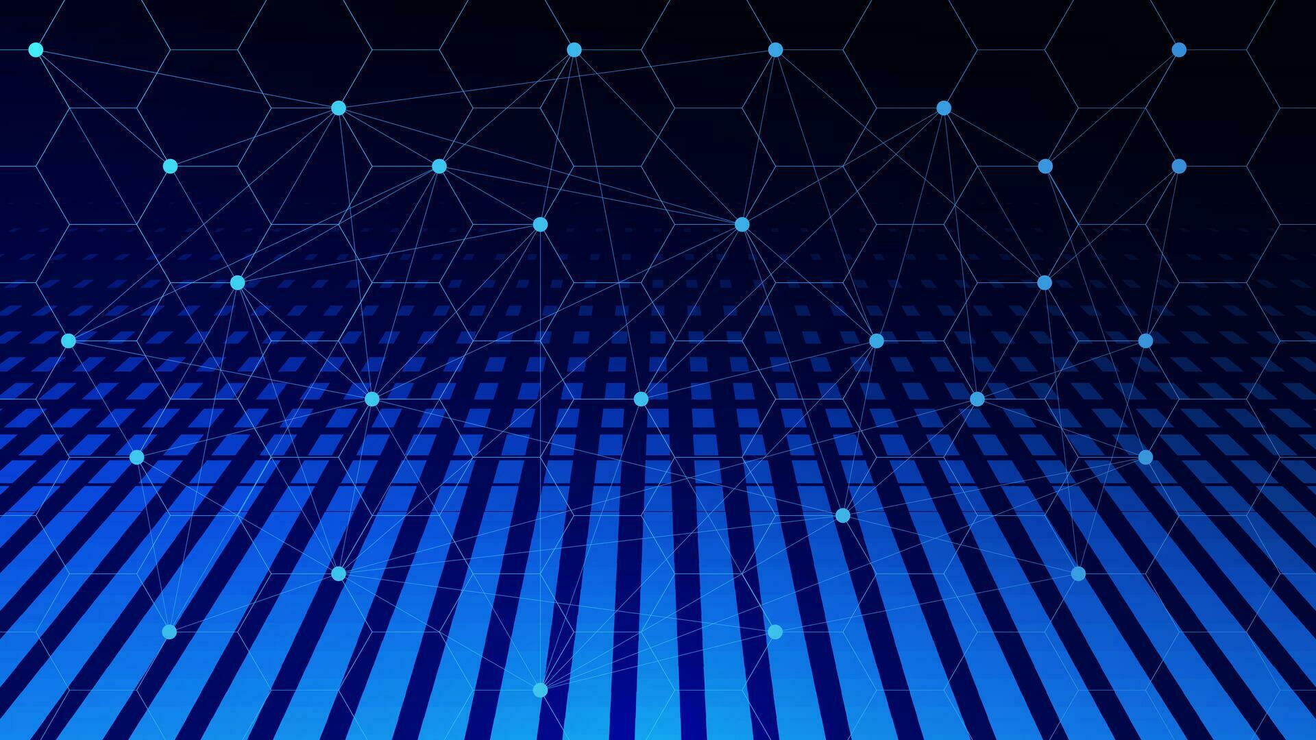 Abstract futuristic technology. Hexagons pattern with connecting points and lines. Global ...