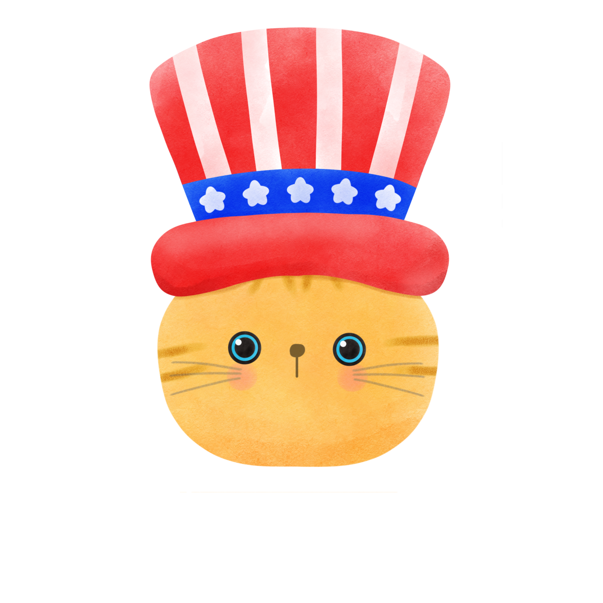 Happy 4th Of July Cute Cat Watercolor Illustration Element 25257419 Png