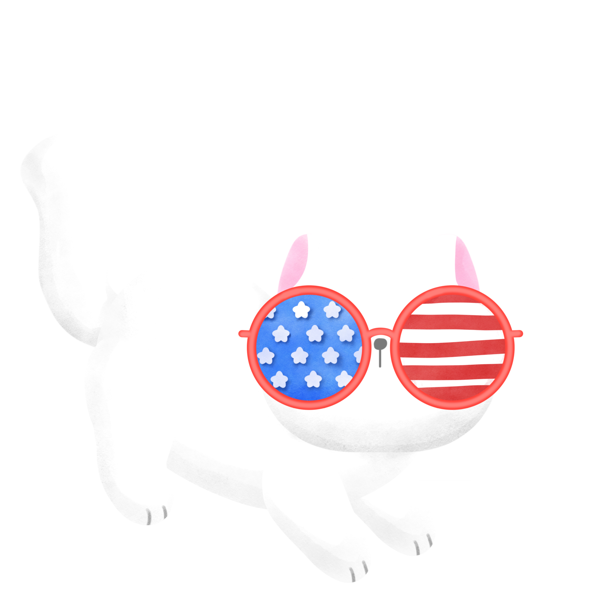 Happy 4th Of July Cute Cat Watercolor Illustration 25257454 Png