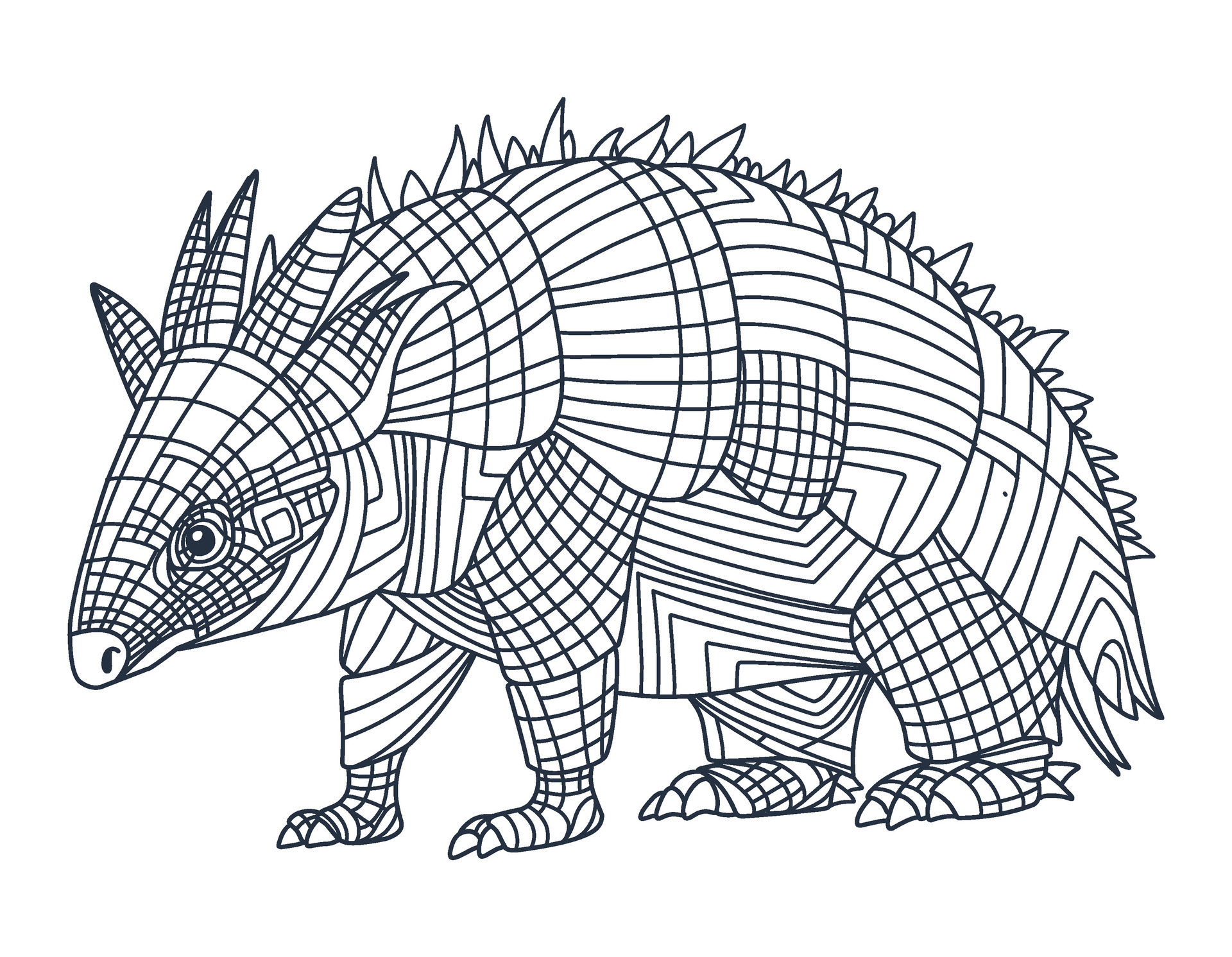 Coloring page armadillo. Armadillo coloring page in modern style 25258247 Vector Art at Vecteezy