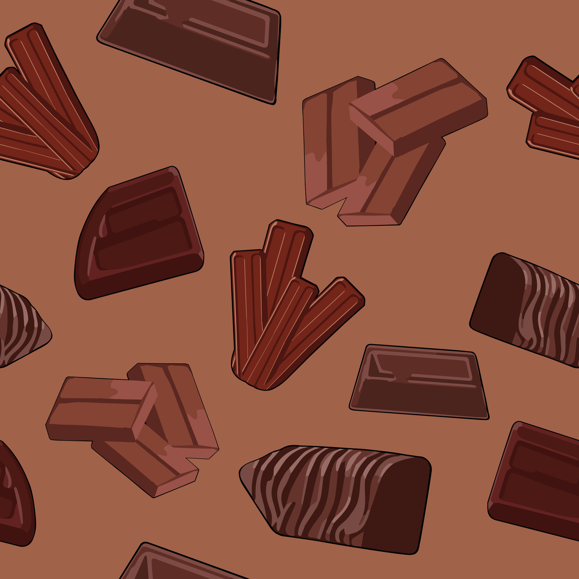 Chocolate pattern seamless vector on brown background , chocolate ...