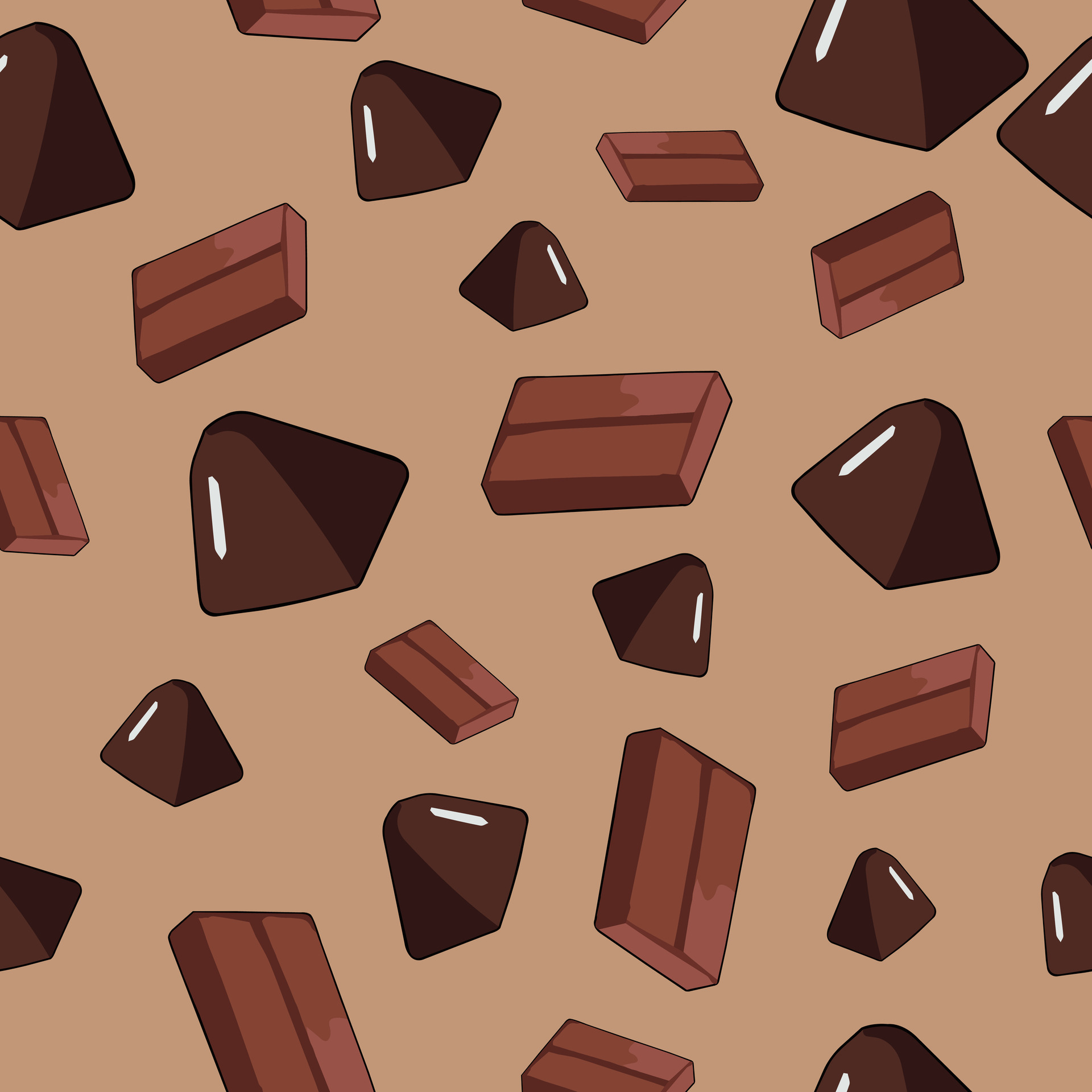 Chocolate Pattern Seamless Vector On Brown Background Chocolate Pattern Seamless Wallpaper