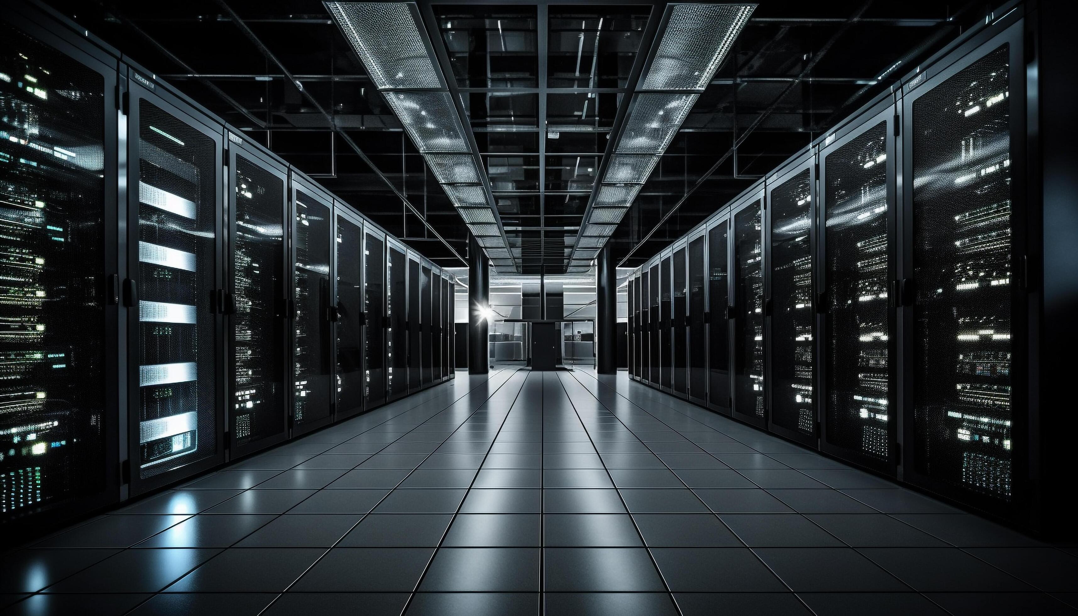 Futuristic computer lab with network servers in order generated by AI 25260403 Stock Photo at ...