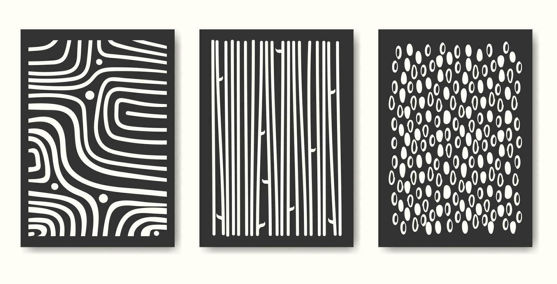 Modern Aesthetic Geometric Shapes Poster Art Set Abstract Waves Art