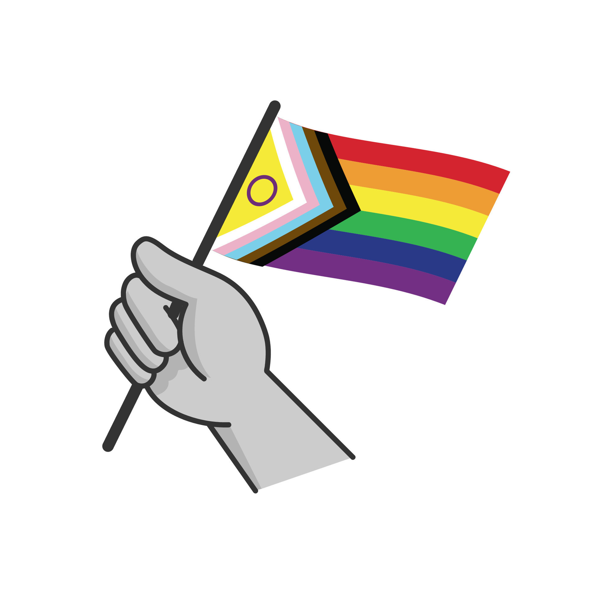 Hand Holding Lgbt Rainbow Flag Cartoon Arm Doodle Holding Pride Symbol