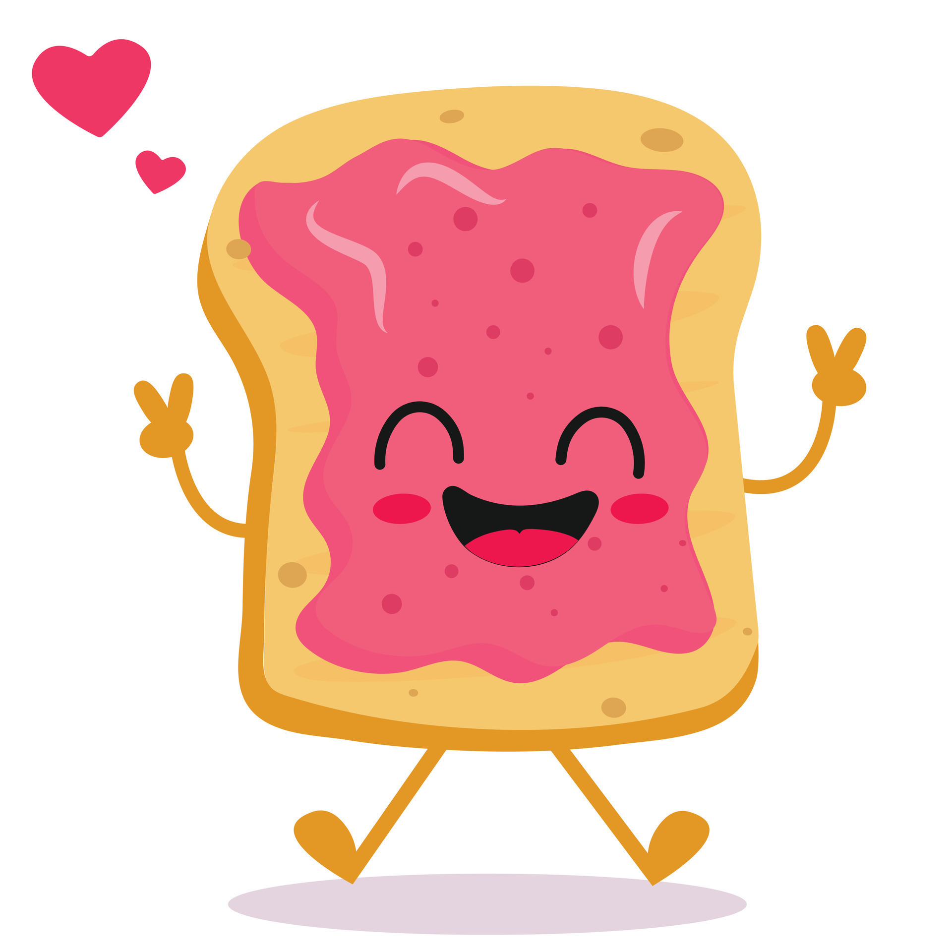Happy smiling Kawaii cute toast jelly jam. Vector flat cartoon character illustration icon ...
