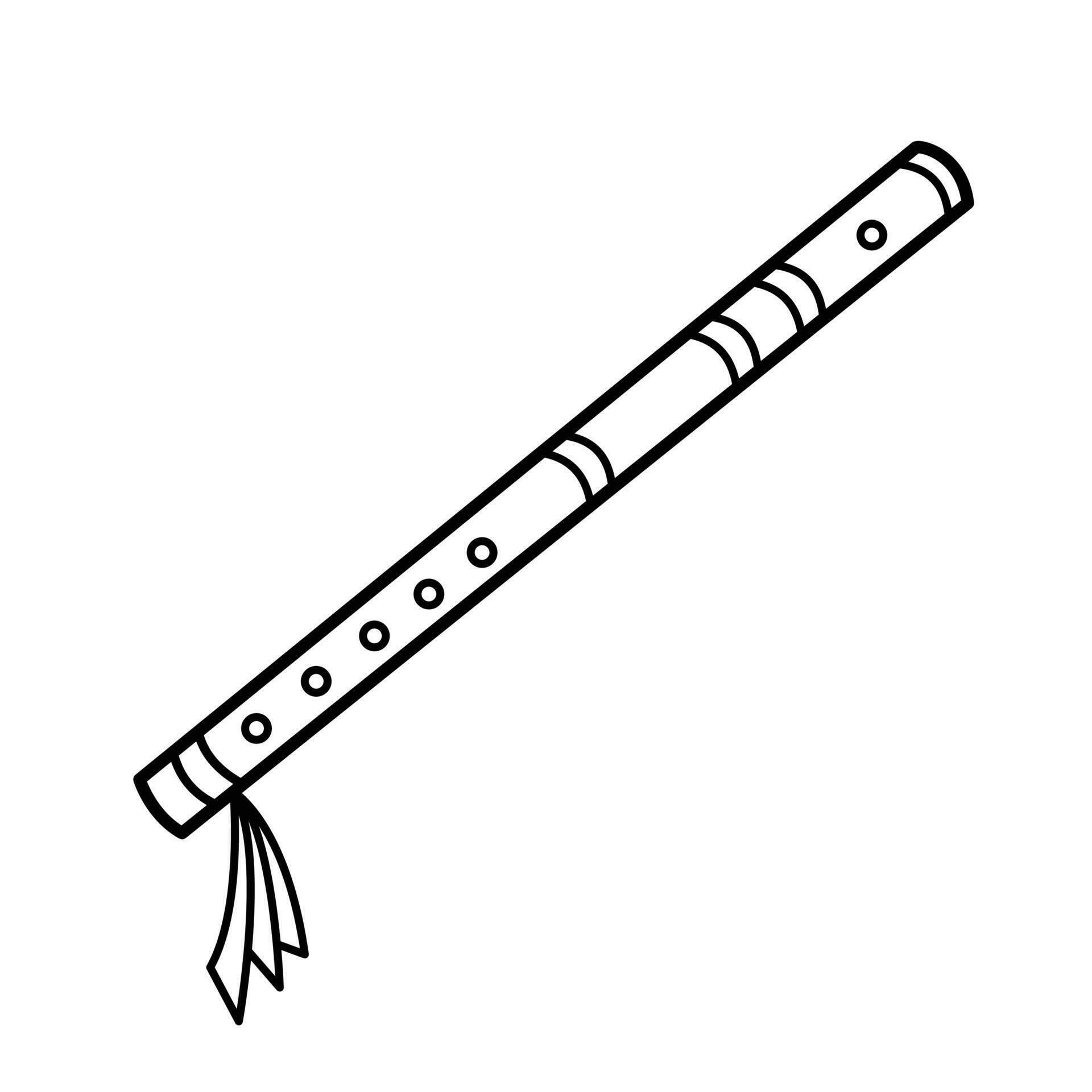 Bamboo flute musical instrument vector icon outline isolated on square ... Bamboo flute musical instrument vector icon outline isolated on square ...