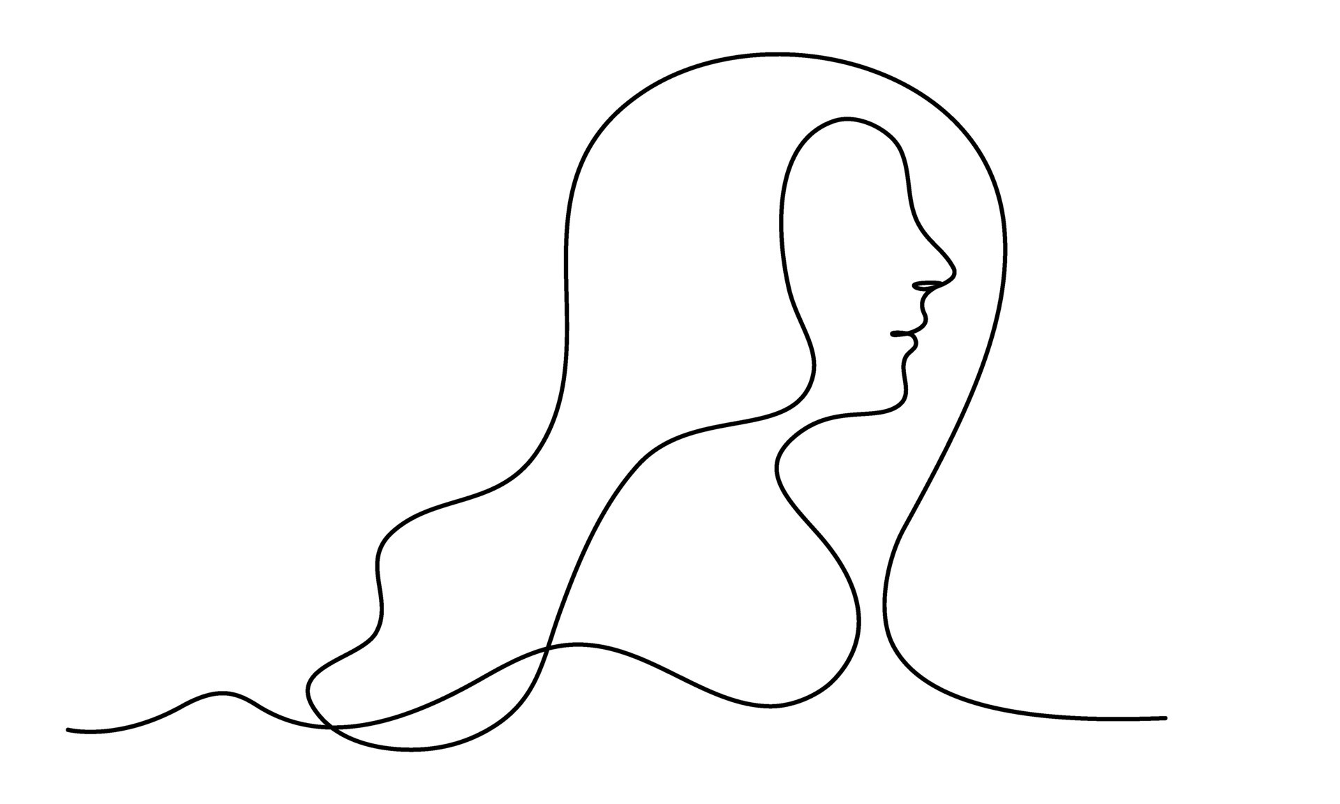 Continuous line art of a beautiful woman, lineart vector illustration ...