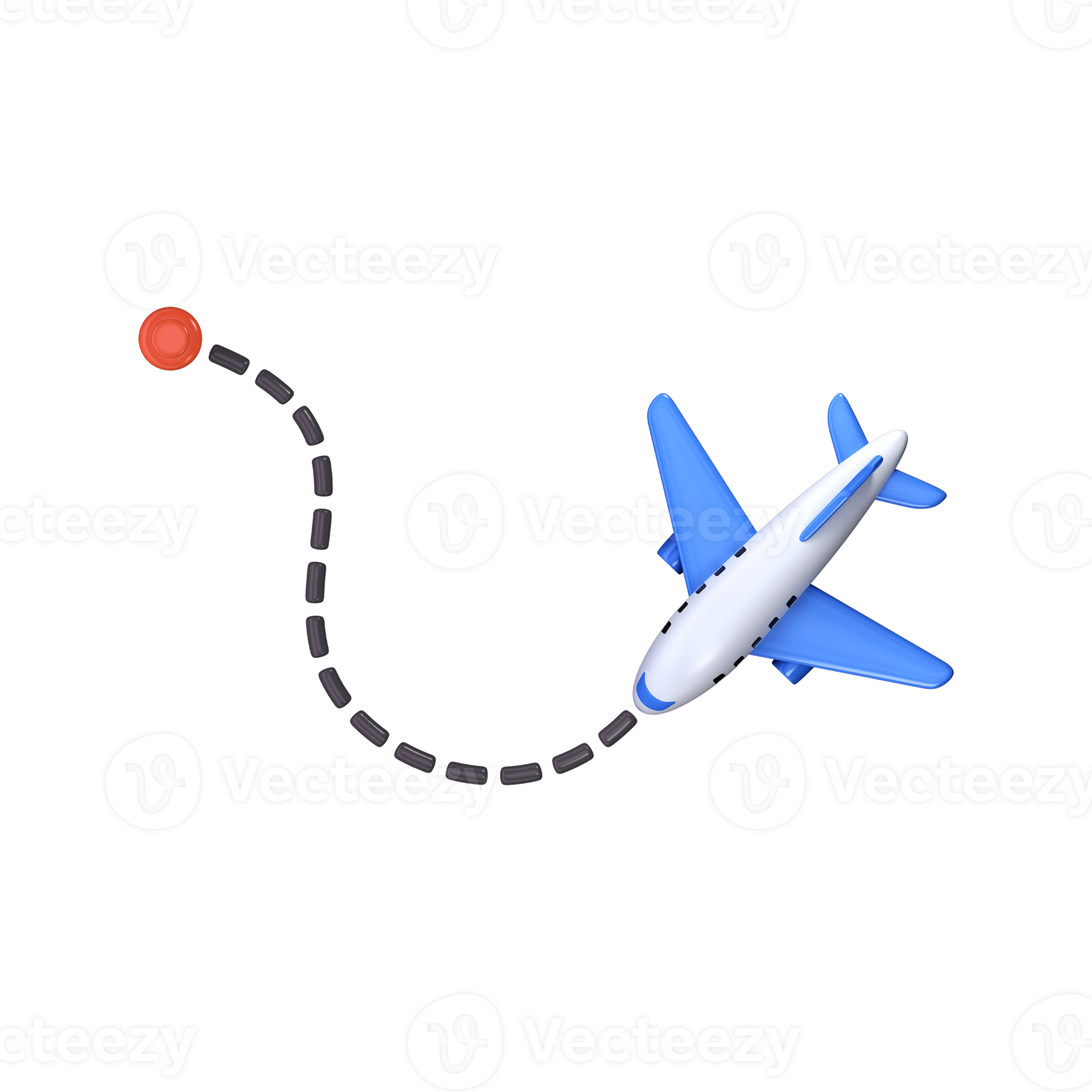 Aircraft flight path 3d icon. Airplane flight path with dotted line 25273755 PNG