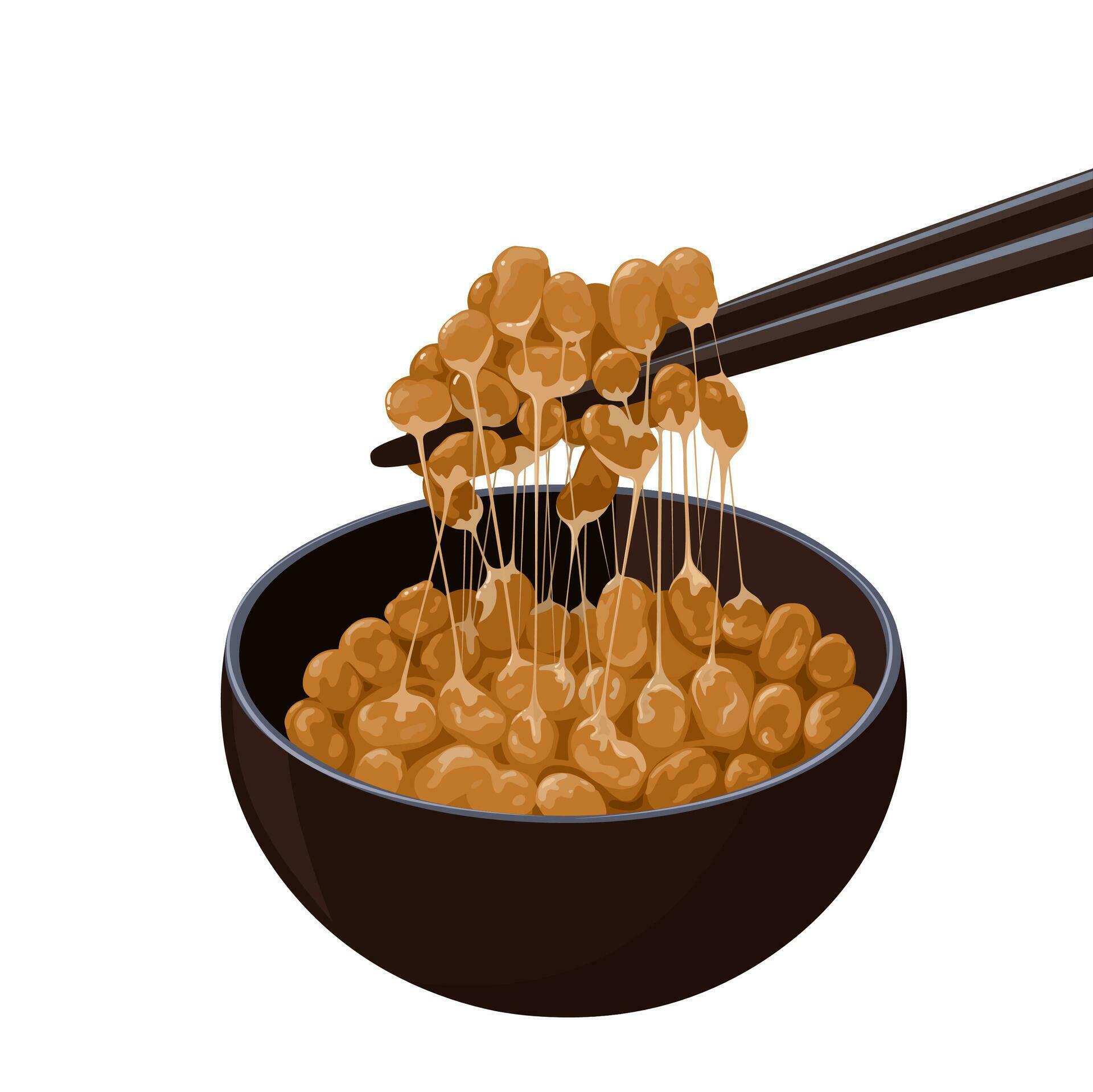 Vector Illustration Natto In A Bowl Natto Is Fermented Soybean Seeds With Bacillus Subtilis