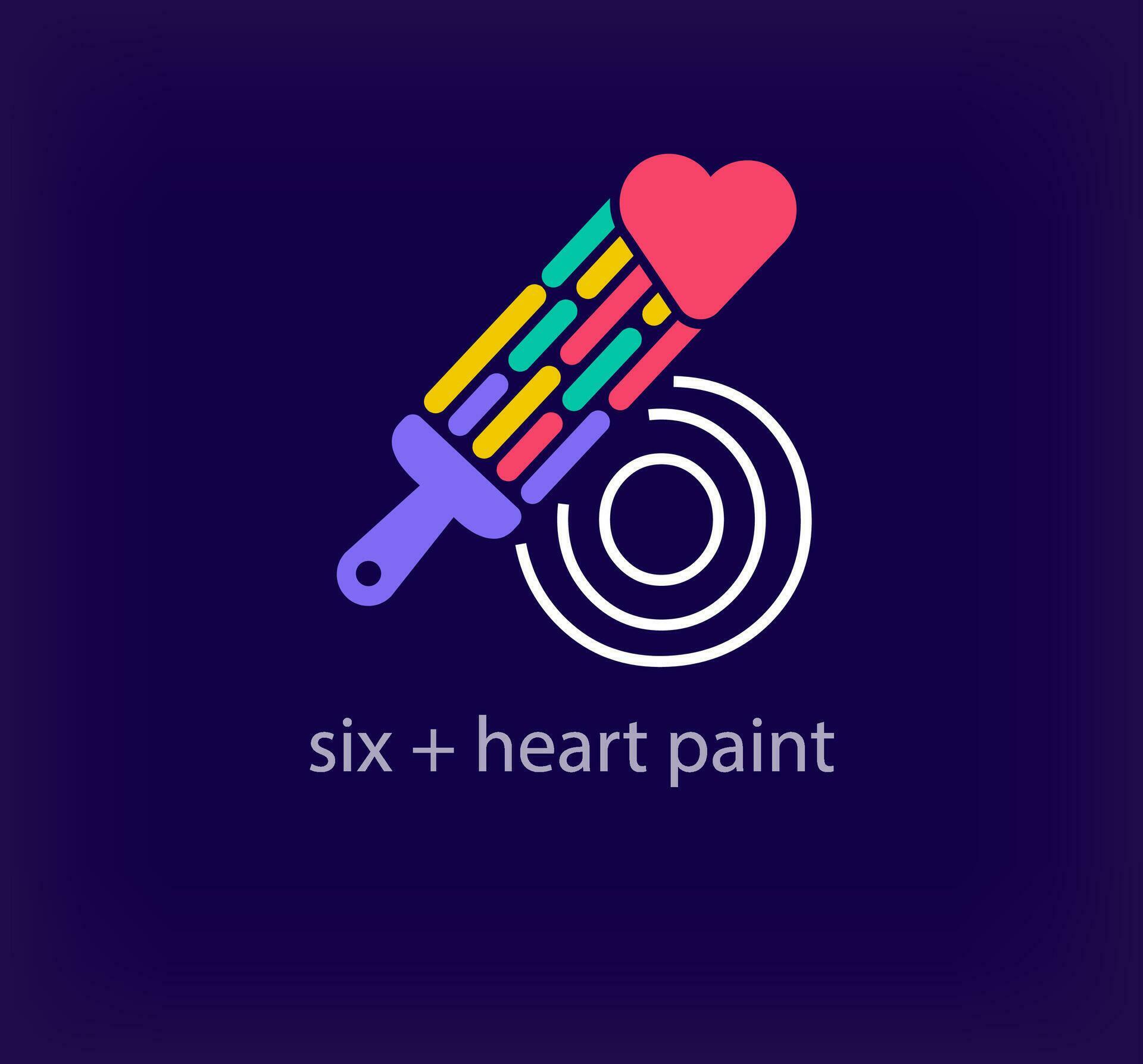 Creative number 6 heart paint logo. Unique color transitions. Unique ... Creative number 6 heart paint logo. Unique color transitions. Unique ...