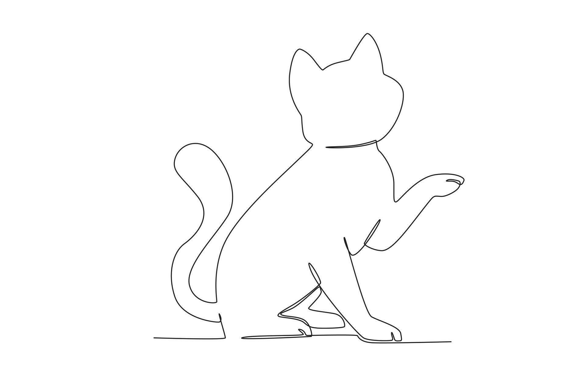 A Cat Sits With One Leg Raised Up 25275578 Vector Art At Vecteezy