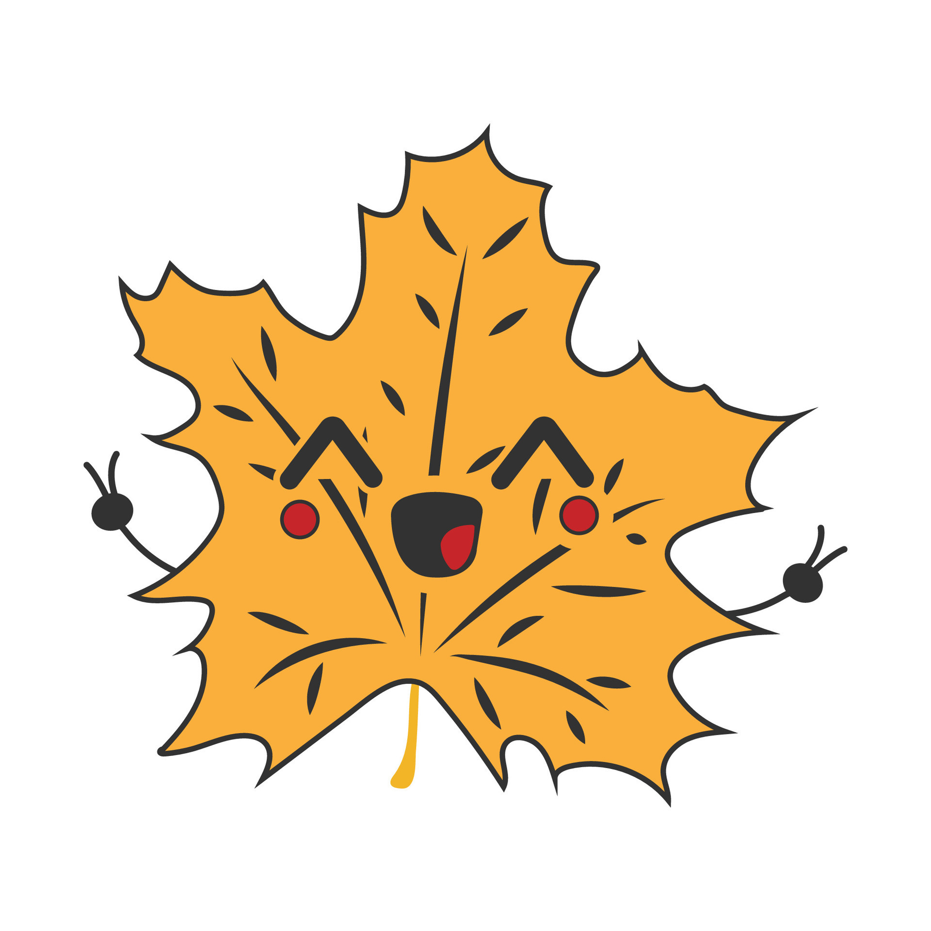 Cute happy funny leaf with kawaii eyes. Cartoon cheerful fall mascot ...