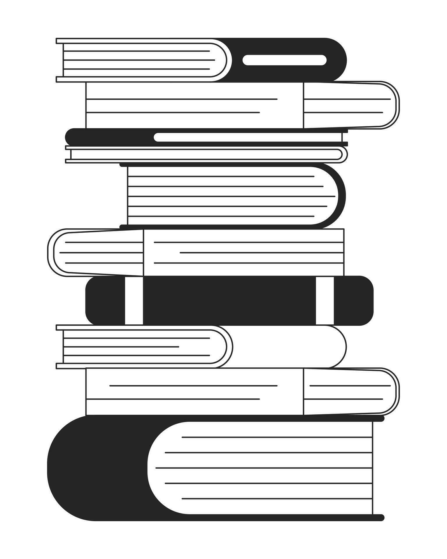 Stack of books flat monochrome isolated vector object. Editable black ...