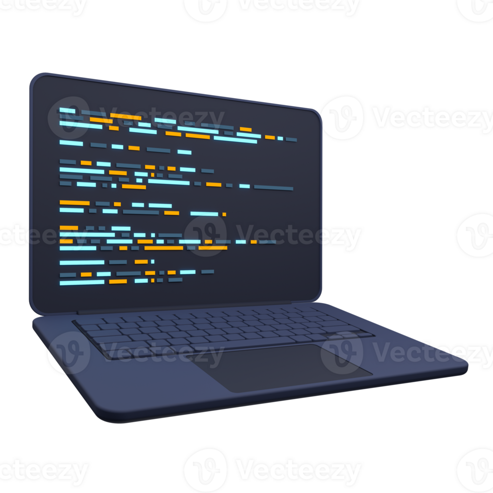 3d Laptop And Program Code Development Web Coding Concept Coding Screen 3d Rendering 3d