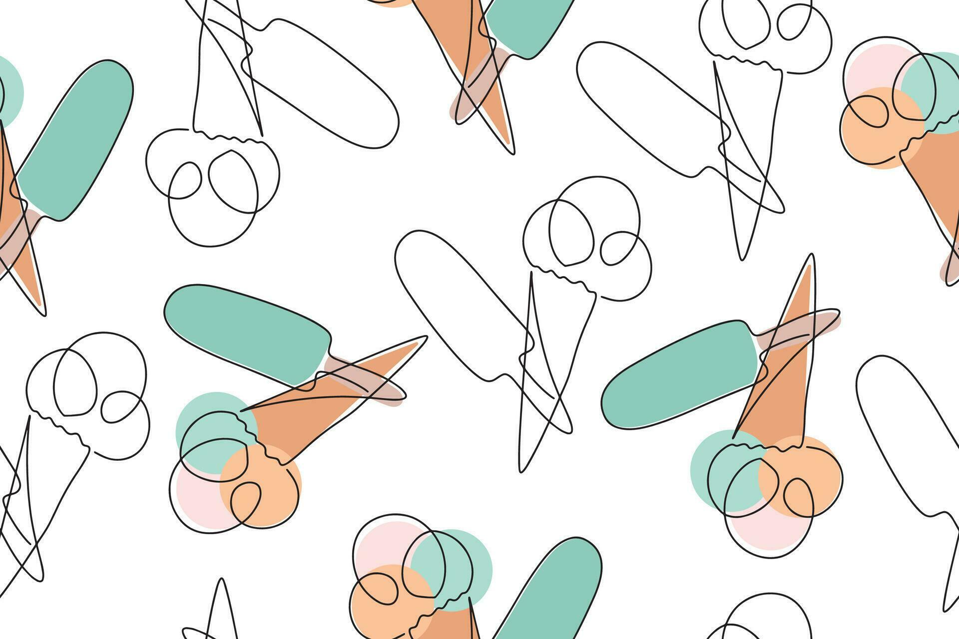 Seamless Ice Cream Pattern Ice Cream Line Illustration Background