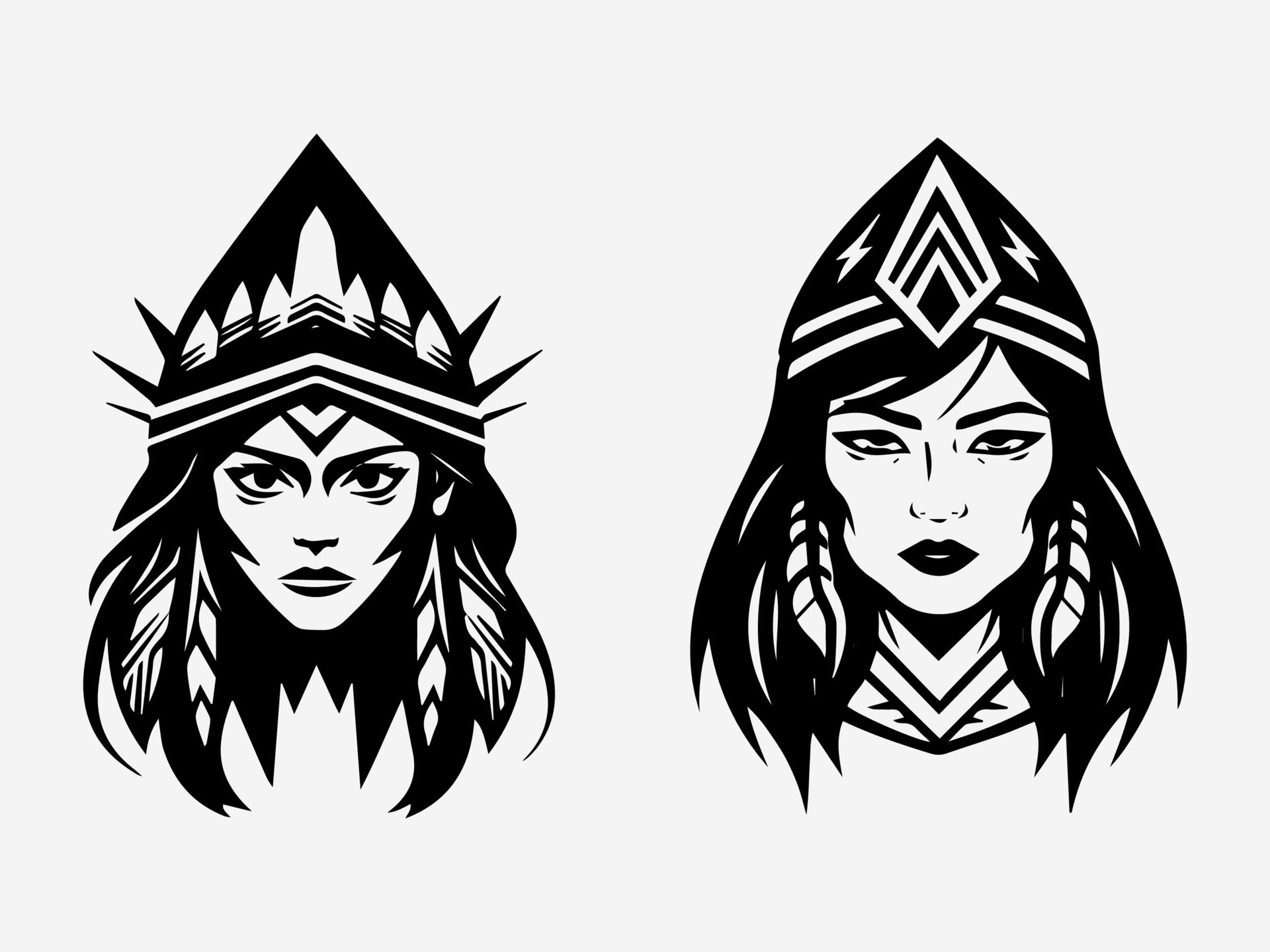 Native American Indian Girl Head Hand Drawn Illustration 25281115