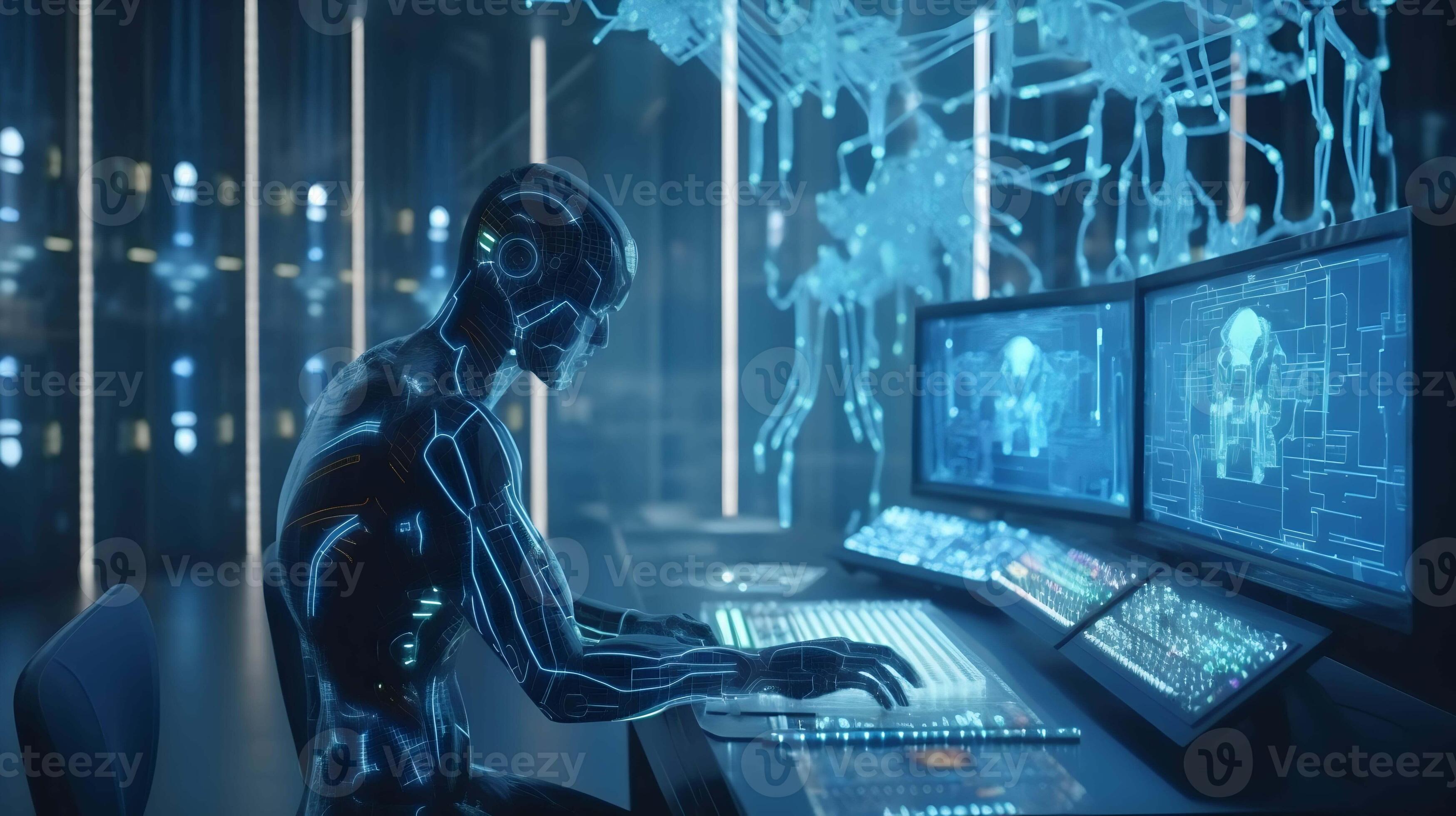 Robotic Computation Technology Assistant Screen and Visualizing Concept ...