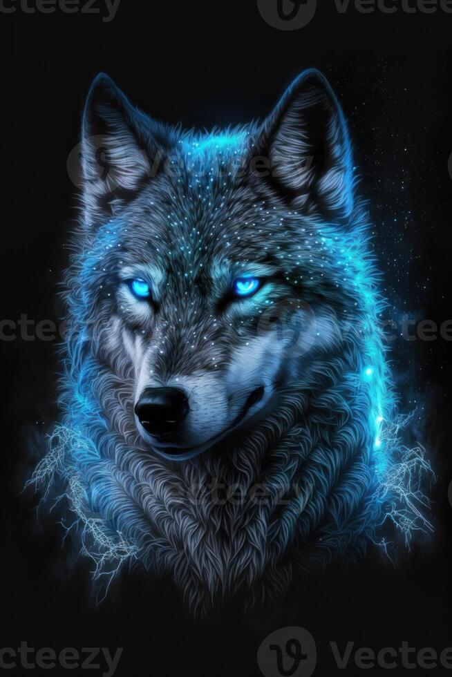 Black And Blue Wolf Wallpaper