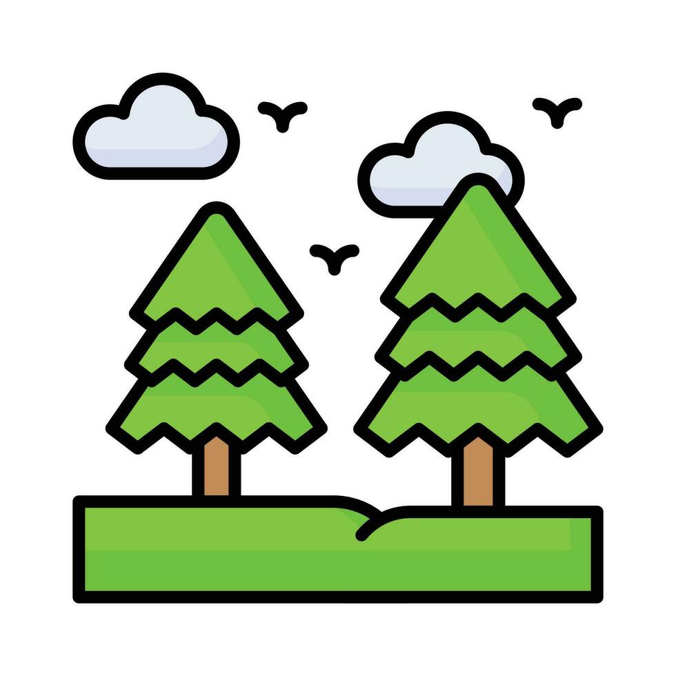 Beautifully designed icon of pine tree, isolated on white background ...