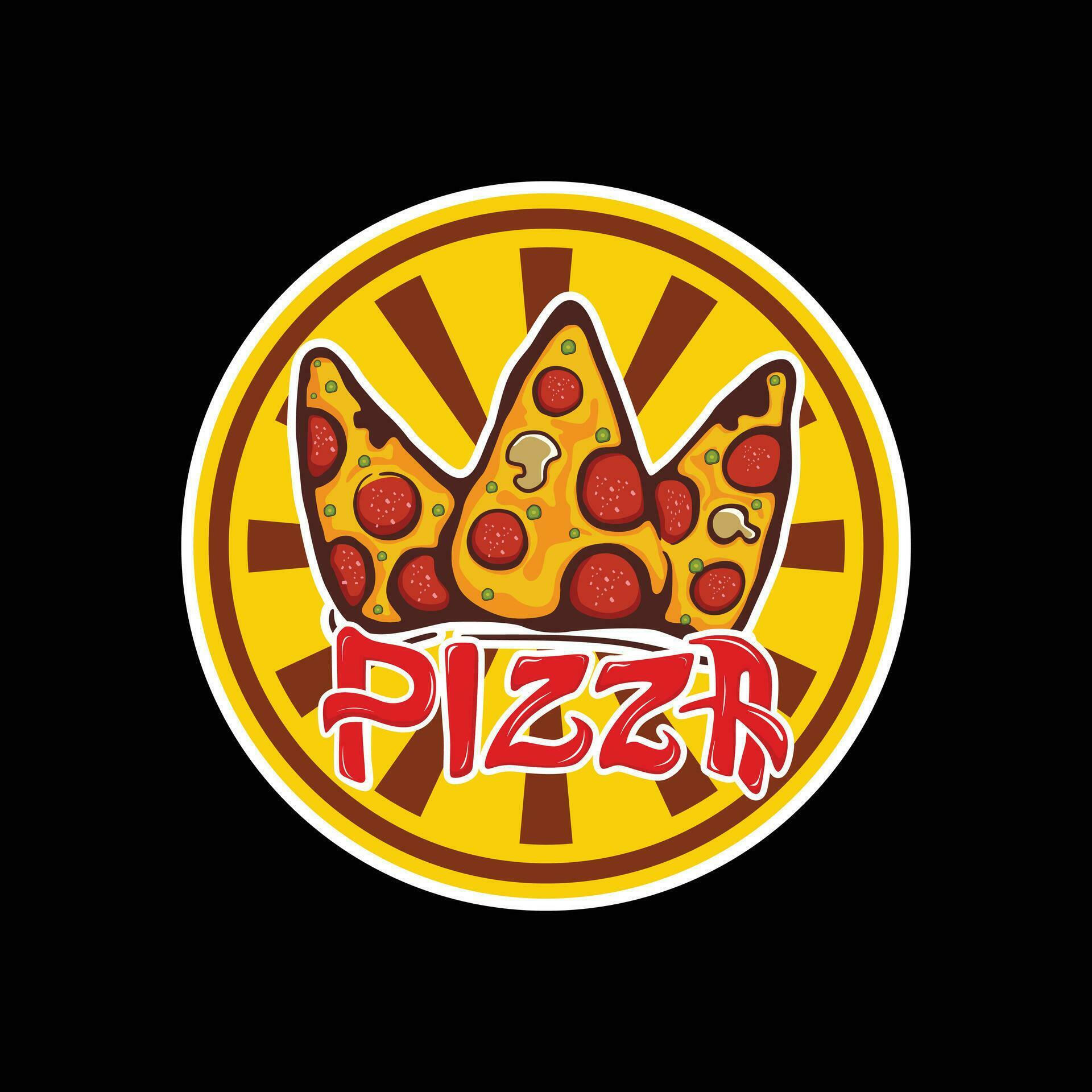 Pizza Daily Fresh Vector Emblem on blackboard. Pizza logo template. Vector emblem for cafe ...