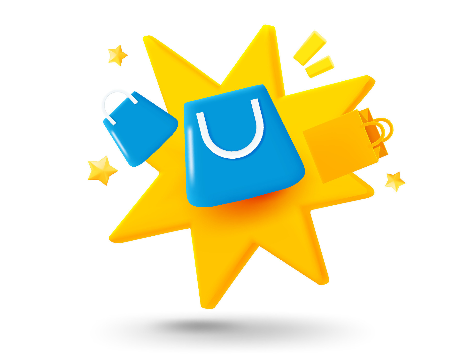 Shopping Bags With Explosion Effect 3d Vector Mobile Application Icon