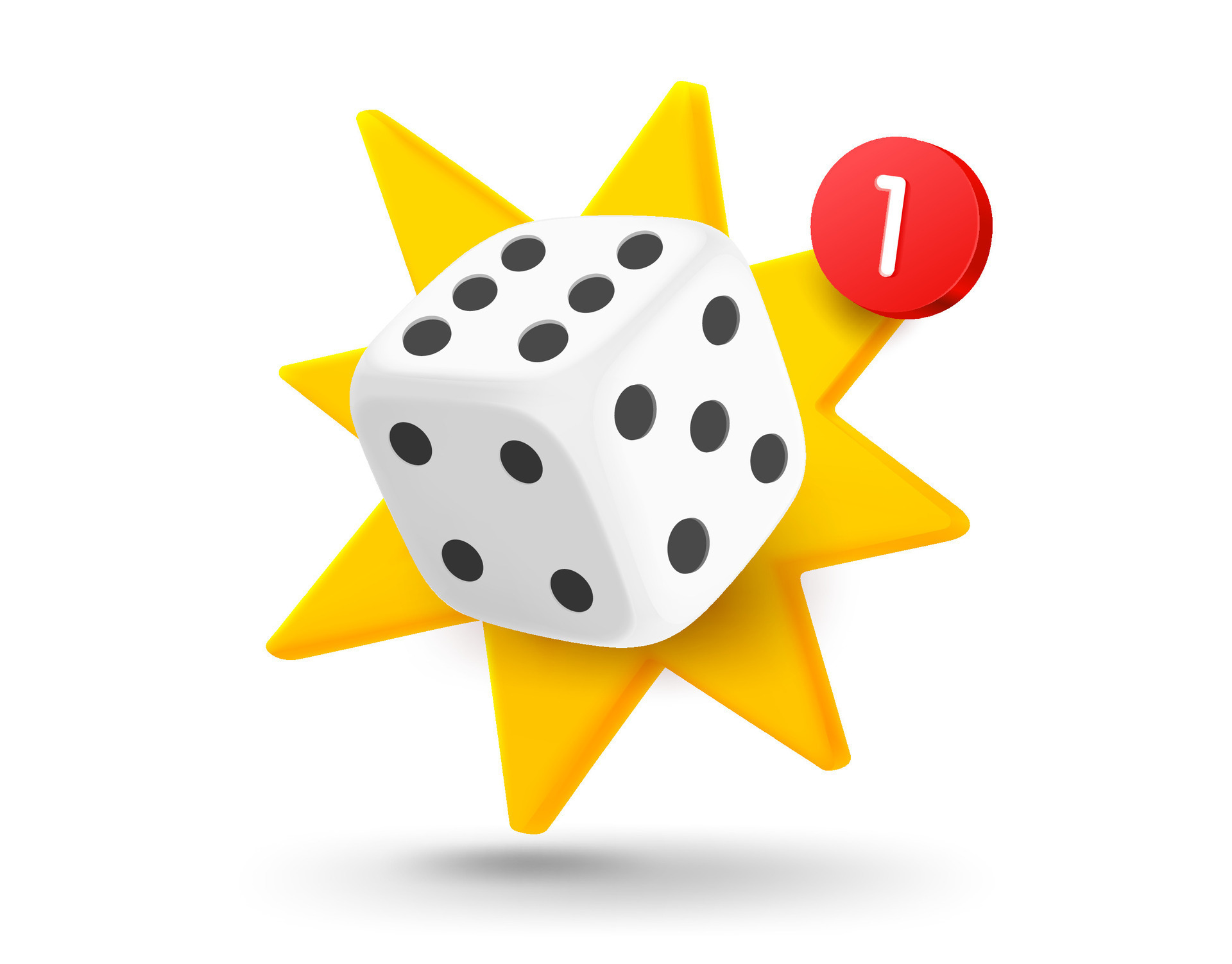 Dice With Explosion Effect 3d Vector Mobile Application Icon With Notification 25294549 Vector